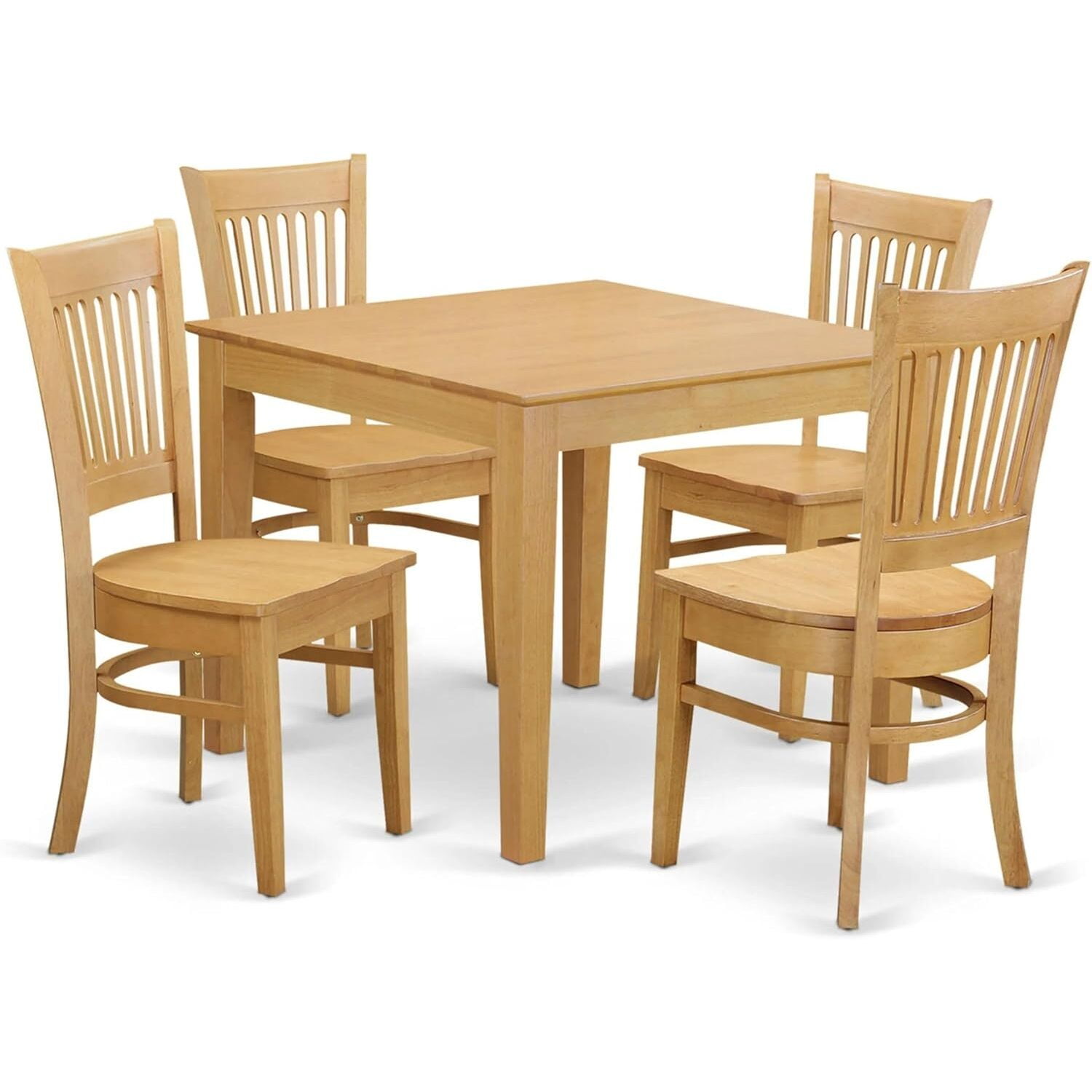 HomeStock 5-Piece Subtle Square Dining Table Set with 4 Wooden Seat Chairs, Oak Finish, 36 ...