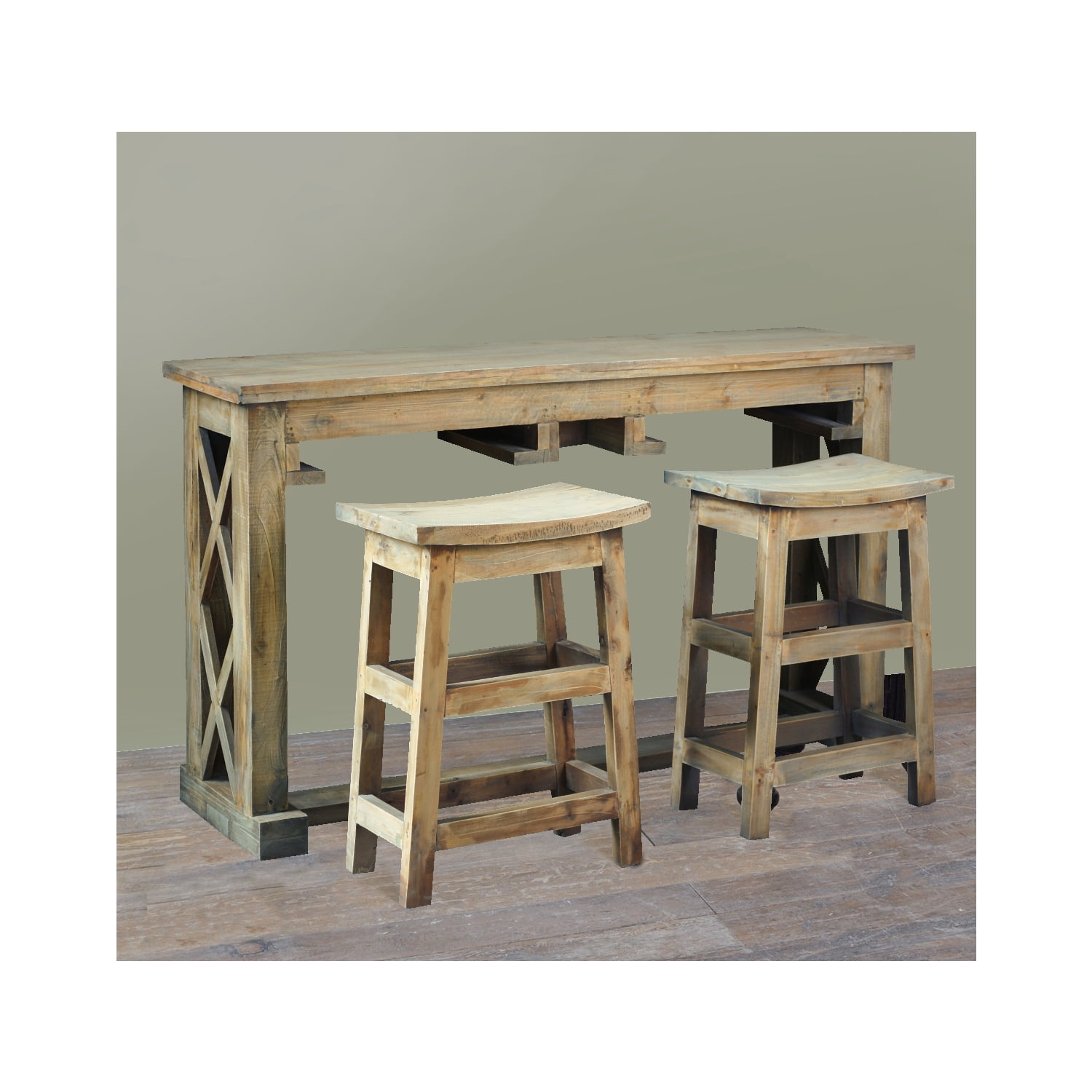 HomeStock 60" Rectangular Narrow Counter Height 3 Piece Dining Table ...