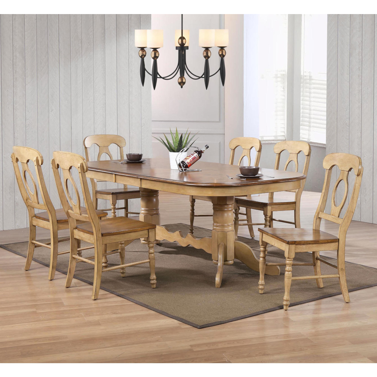 Extendable Dining Set 96" Oval Table, 7 Piece Dining Room Set, Seats 10 ...