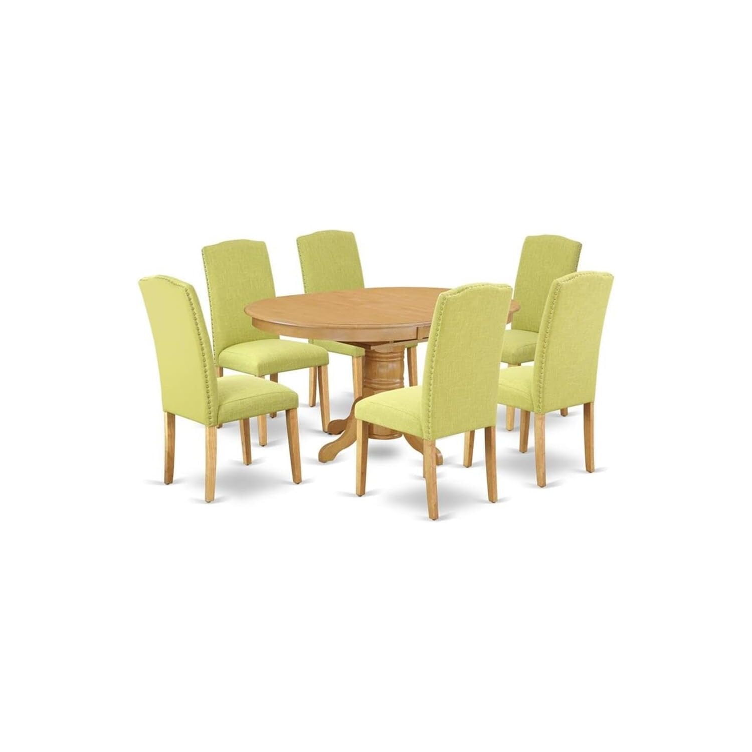 HomeStock 7 Piece Dining Room Furniture Set Consist of an Oval Wooden ...