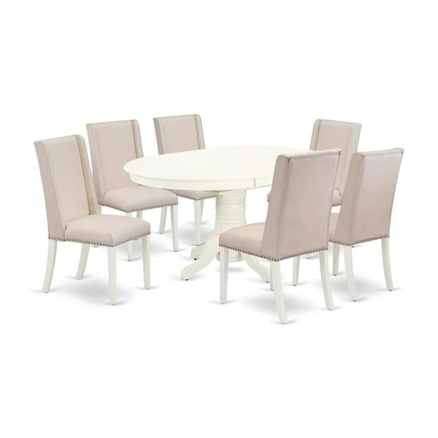 HomeStock 7 Piece Dining Set Consist of an Oval Dining Room Table with ...