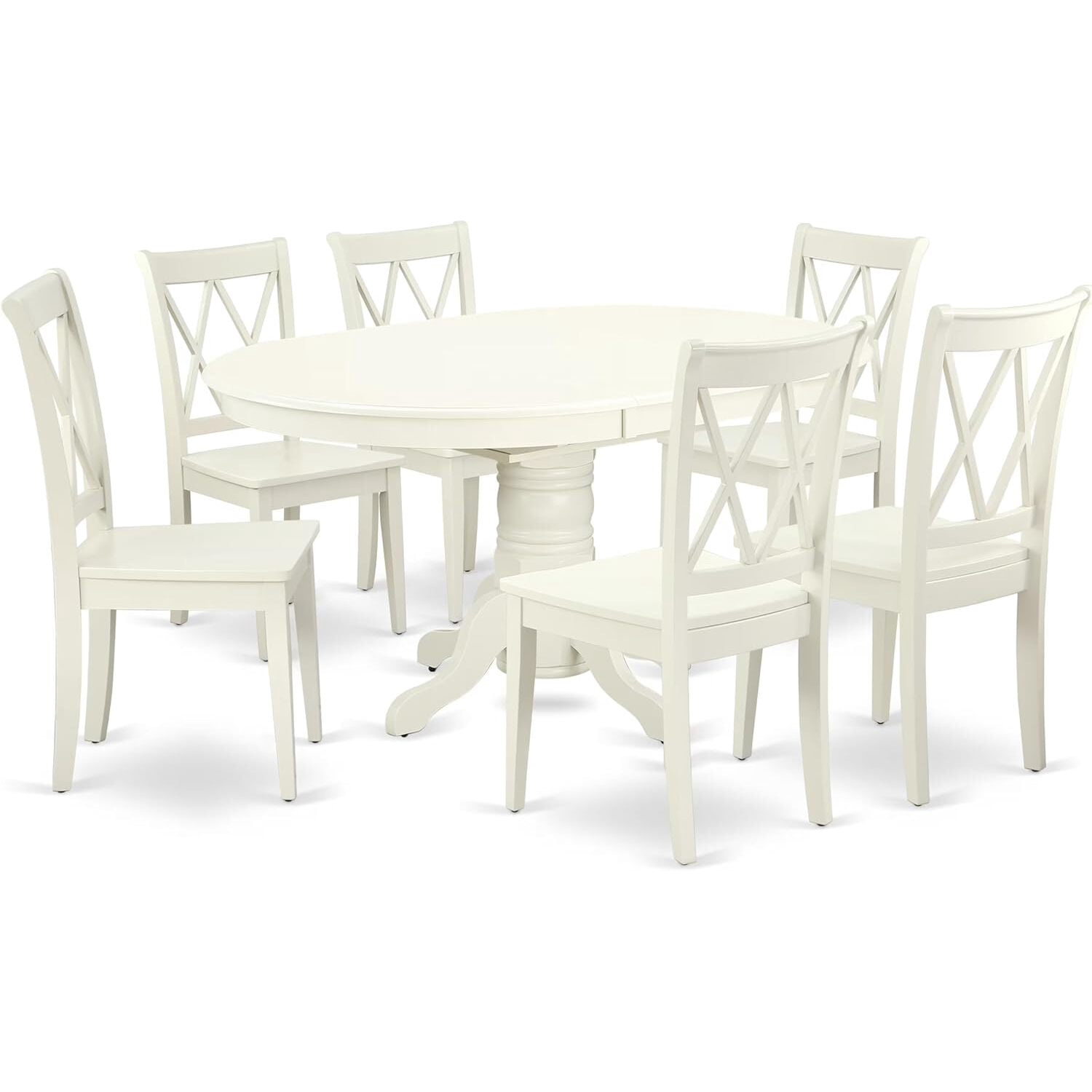 HomeStock 7 Piece Dining Table Set Consist of an Oval Wooden Table with ...