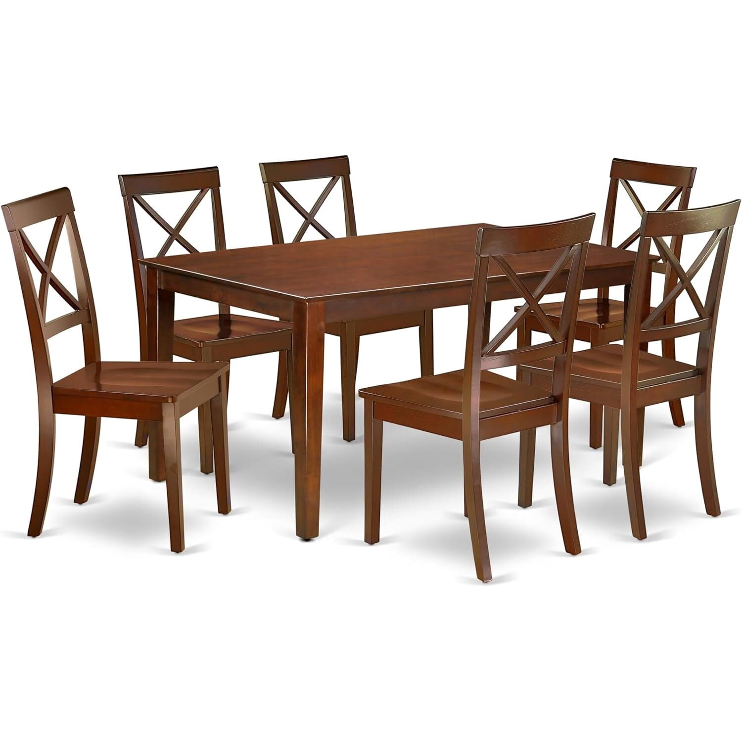 HomeStock 7 Piece Kitchen Table & Chairs Set Consist of a Rectangle ...