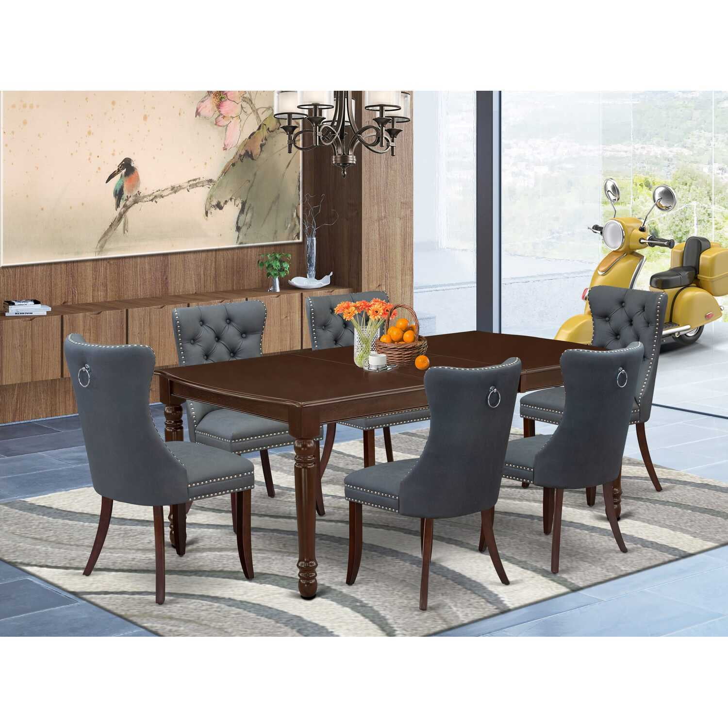 7 Piece Kitchen Table Set with Dining Chairs - Rectangle Table & 6 ...