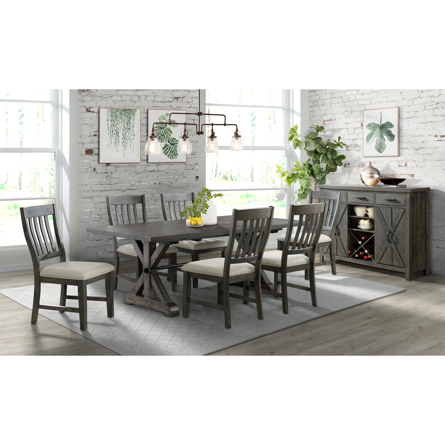 HomeStock 8 Piece Dining Set , 96" Rectangular Extendable Table ...