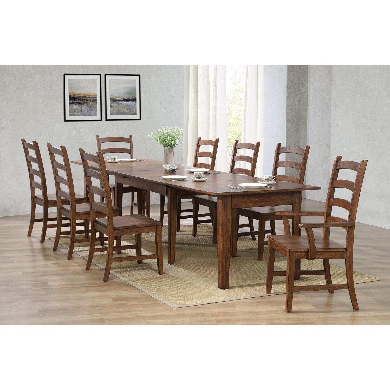 HomeStock 9 Piece 134" Rectangular Extendable Table Dining Set , Amish ...