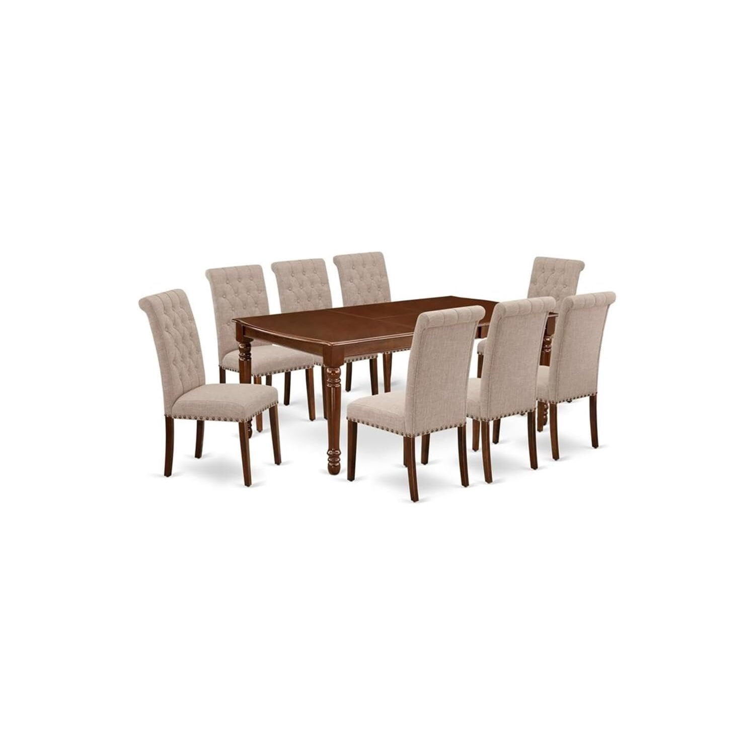 HomeStock 9 Piece Dining Set Includes A Rectangle Dining Room Table ...
