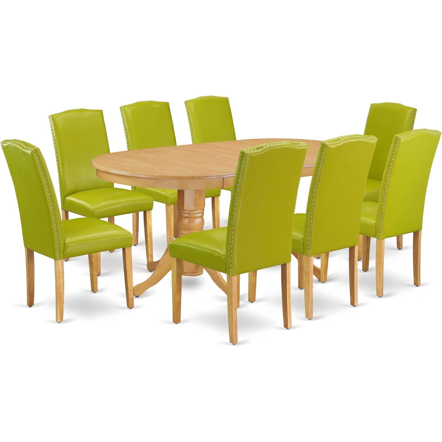 HomeStock 9 Piece Dining Set Includes an Oval Dining Room Table with ...