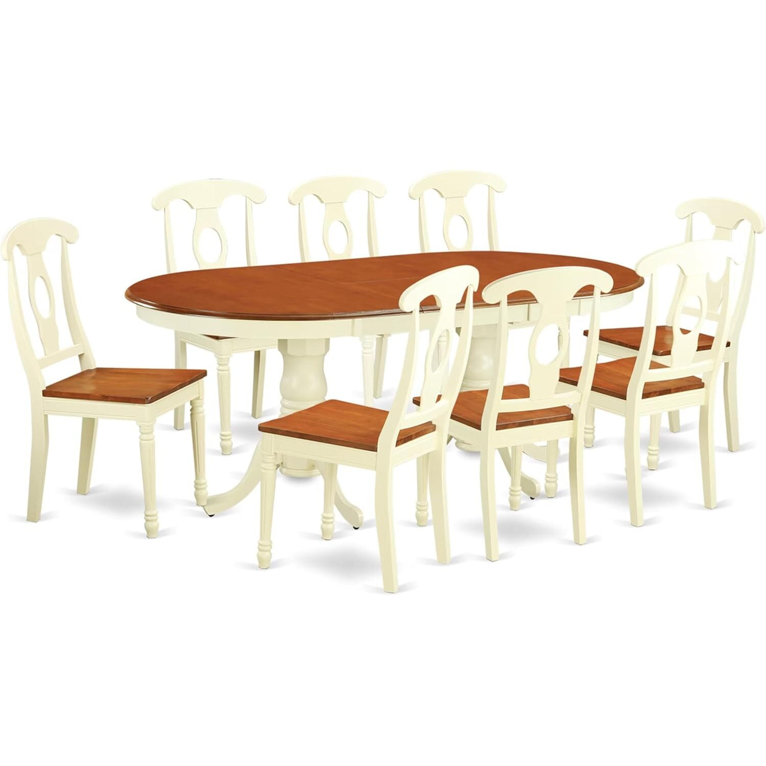 HomeStock 9 Piece Dining Table Set Includes A Solid Wood Oval Dining ...