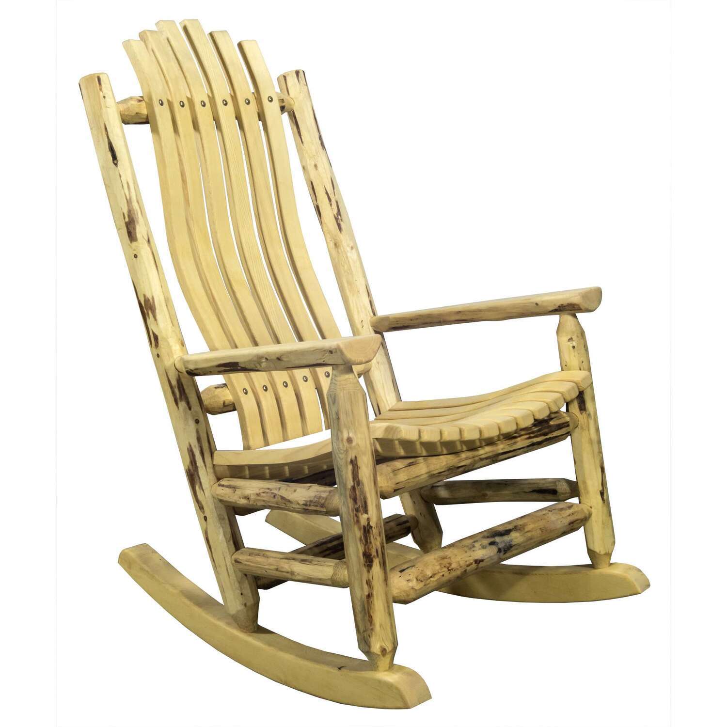 Log Rocker Outdoor - Handcrafted Rocking Chair - Solid Pine - Ergonomic ...