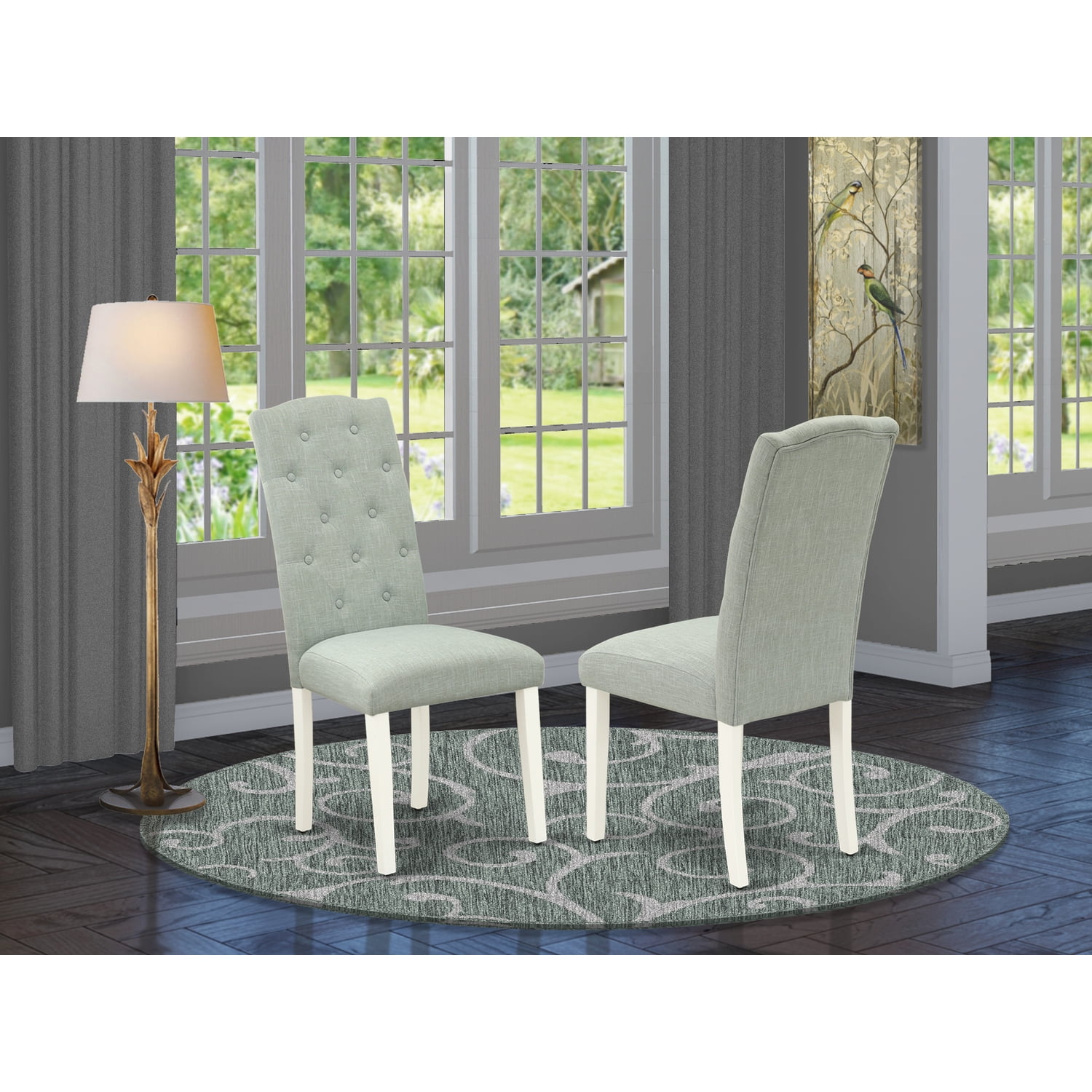 Parson Chair - Baby Blue Accent Chair - Linen Fabric Living Room ...