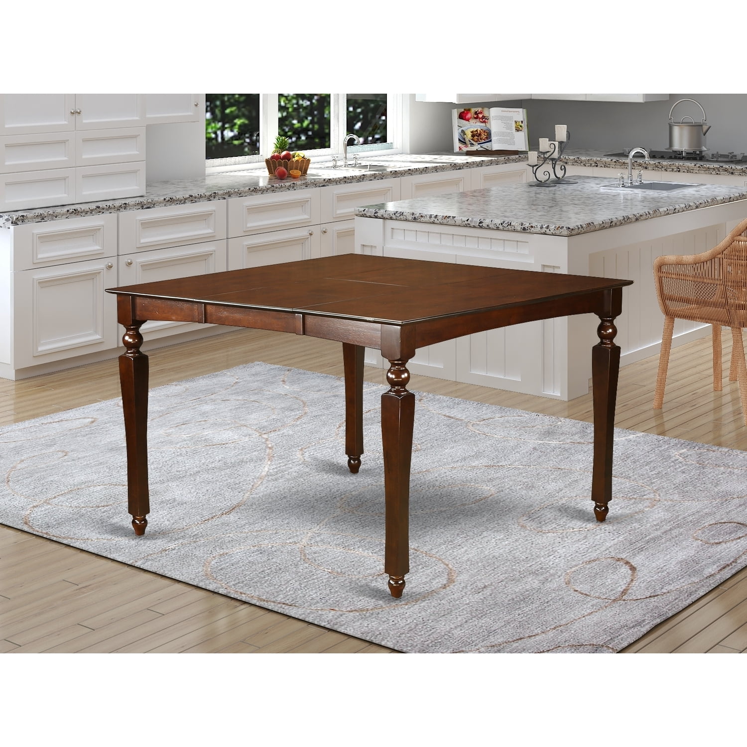 Counter Height Dining Table 54" Square Butterfly Leaf Mahogany Finish ...
