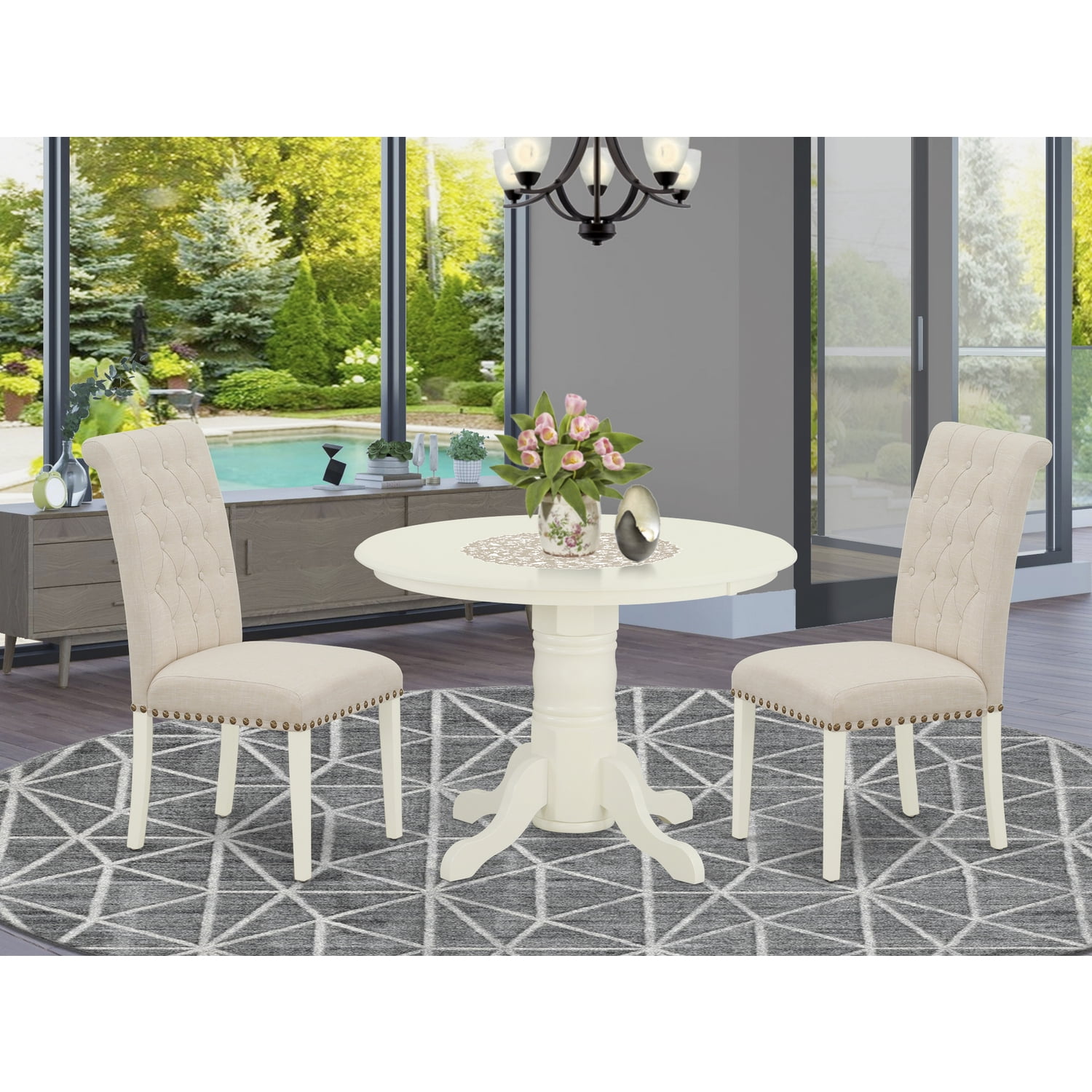 HomeStock African Artifacts 3Pc Dinette Set Includes A Round Dining ...