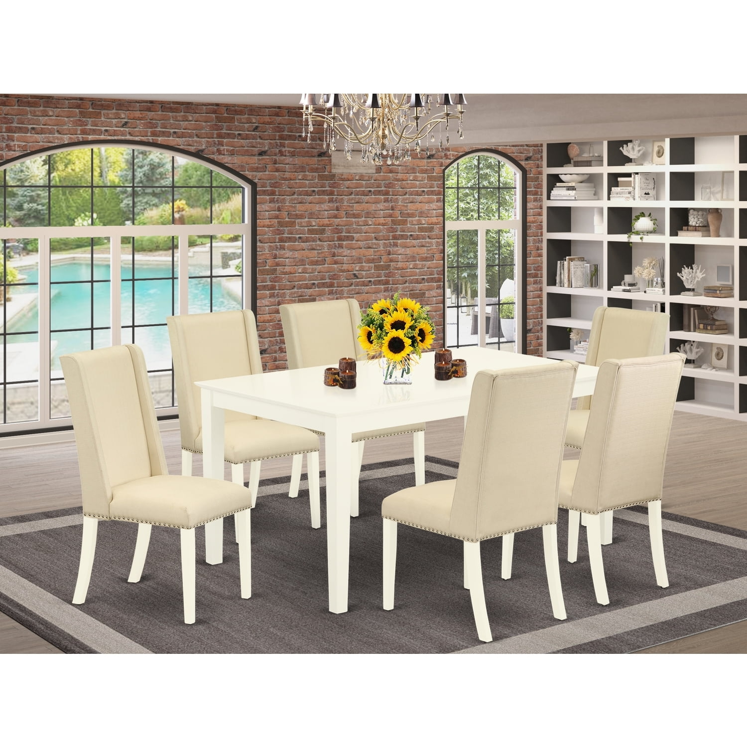 HomeStock African Artistry 7-Piece Dinette Set- 6 Upholstered Dining ...