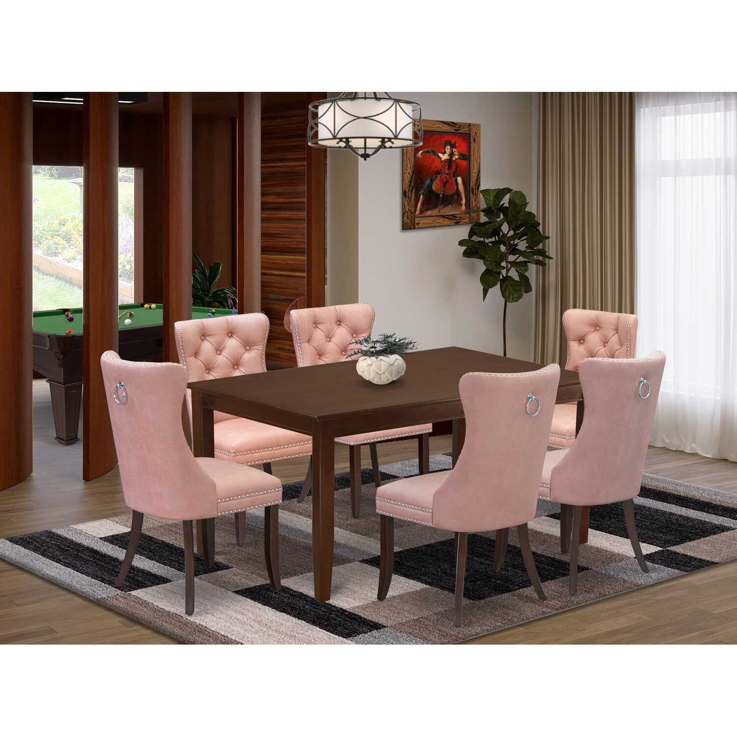 7 Piece Dining Set - Rectangle Kitchen Table with 6 Parson Chairs ...