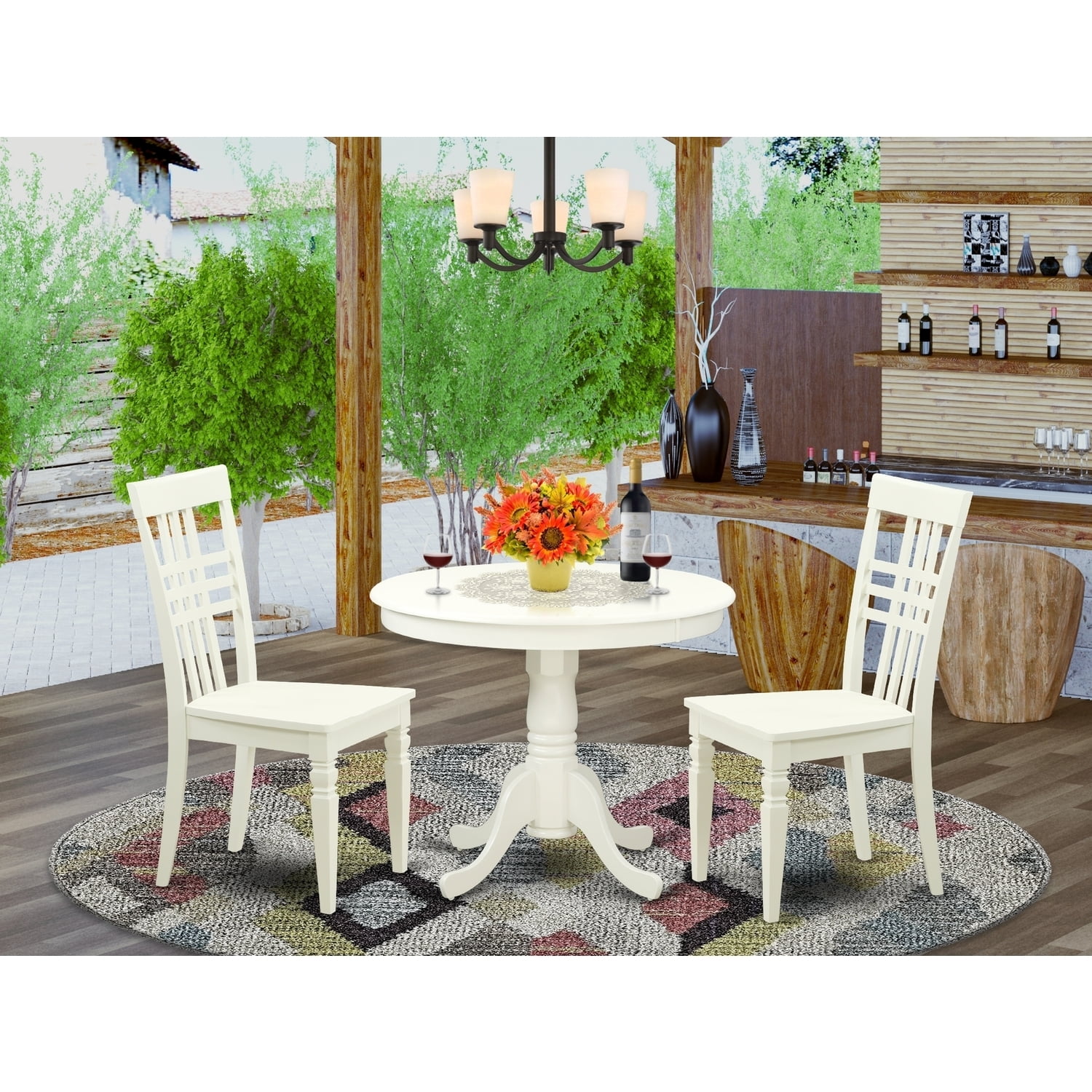 Small Round Kitchen Table Set - 3 Piece Dining Set with Chairs - 36 ...