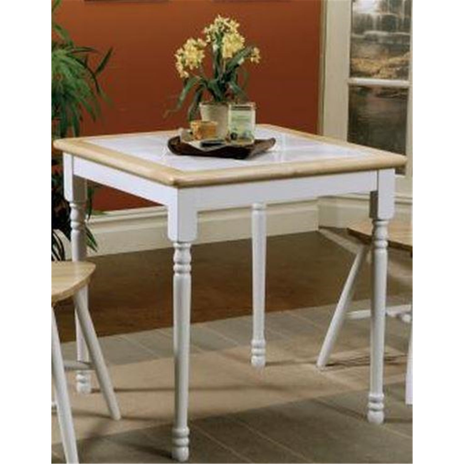 HomeStock African Artistry Square Tile Top Casual Dining Table Natural ...