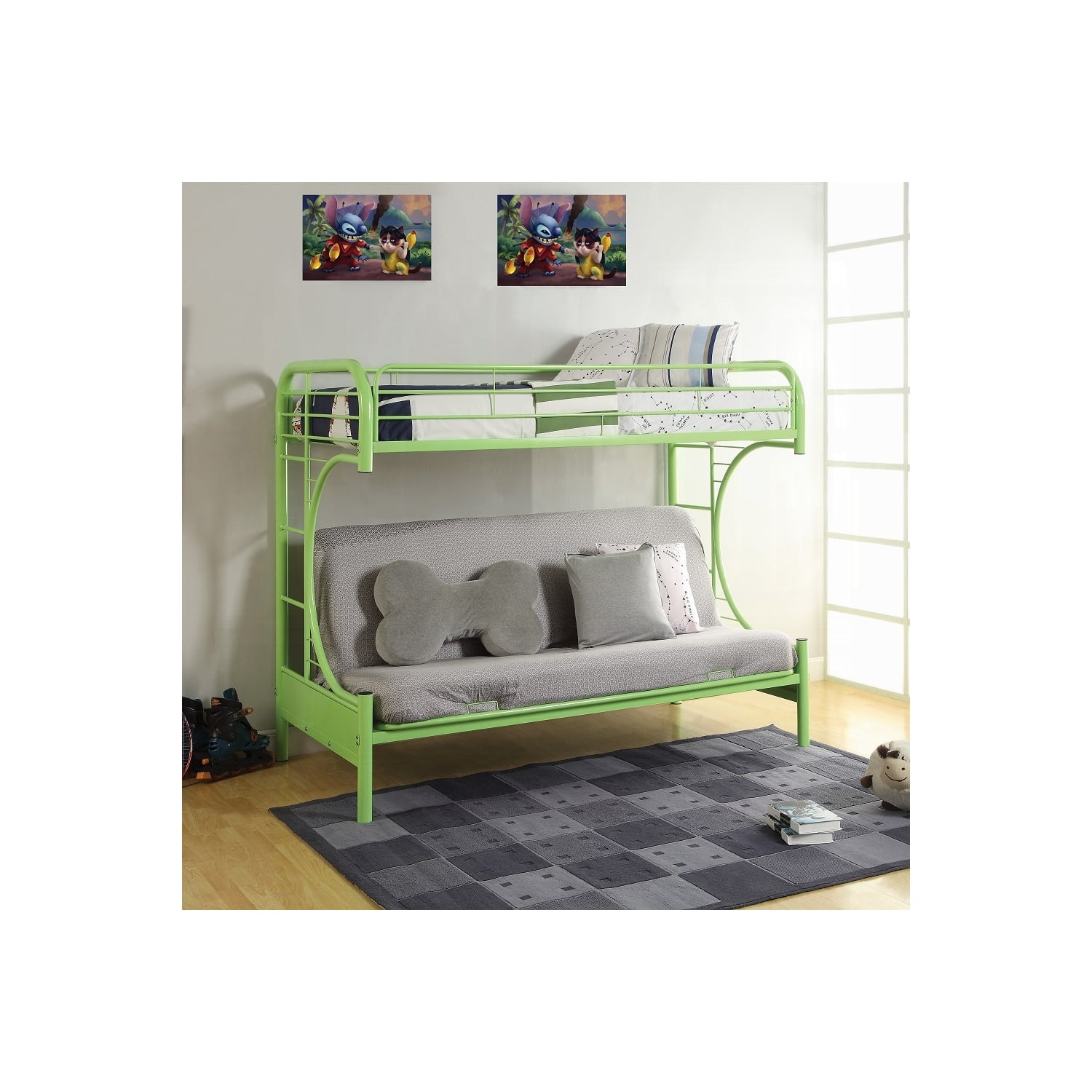 HomeStock African Artistry Twin/Full/Futon Bunk Bed, Green - Walmart.com