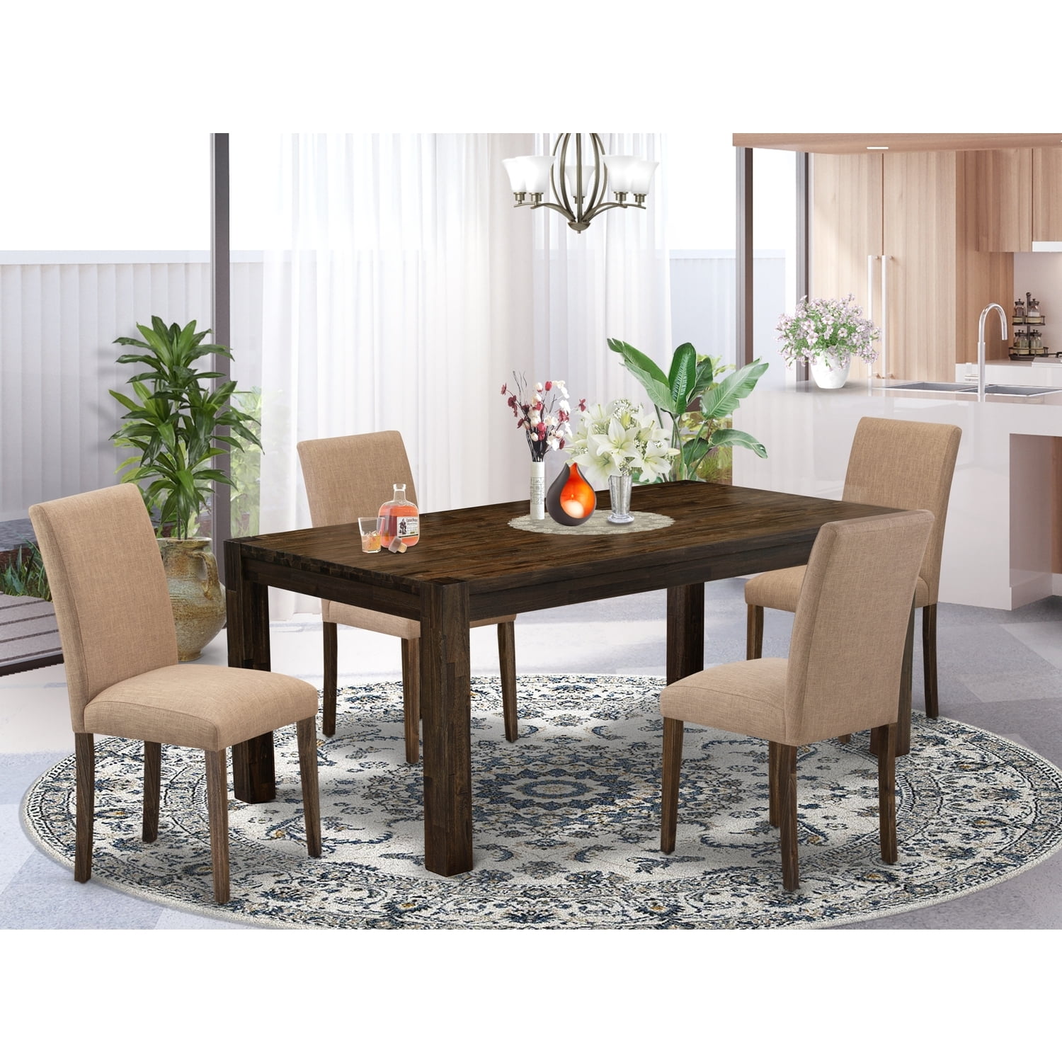 Elegant 5-Piece Dining Set - Table & 4 Chairs - Distressed Jacobean ...