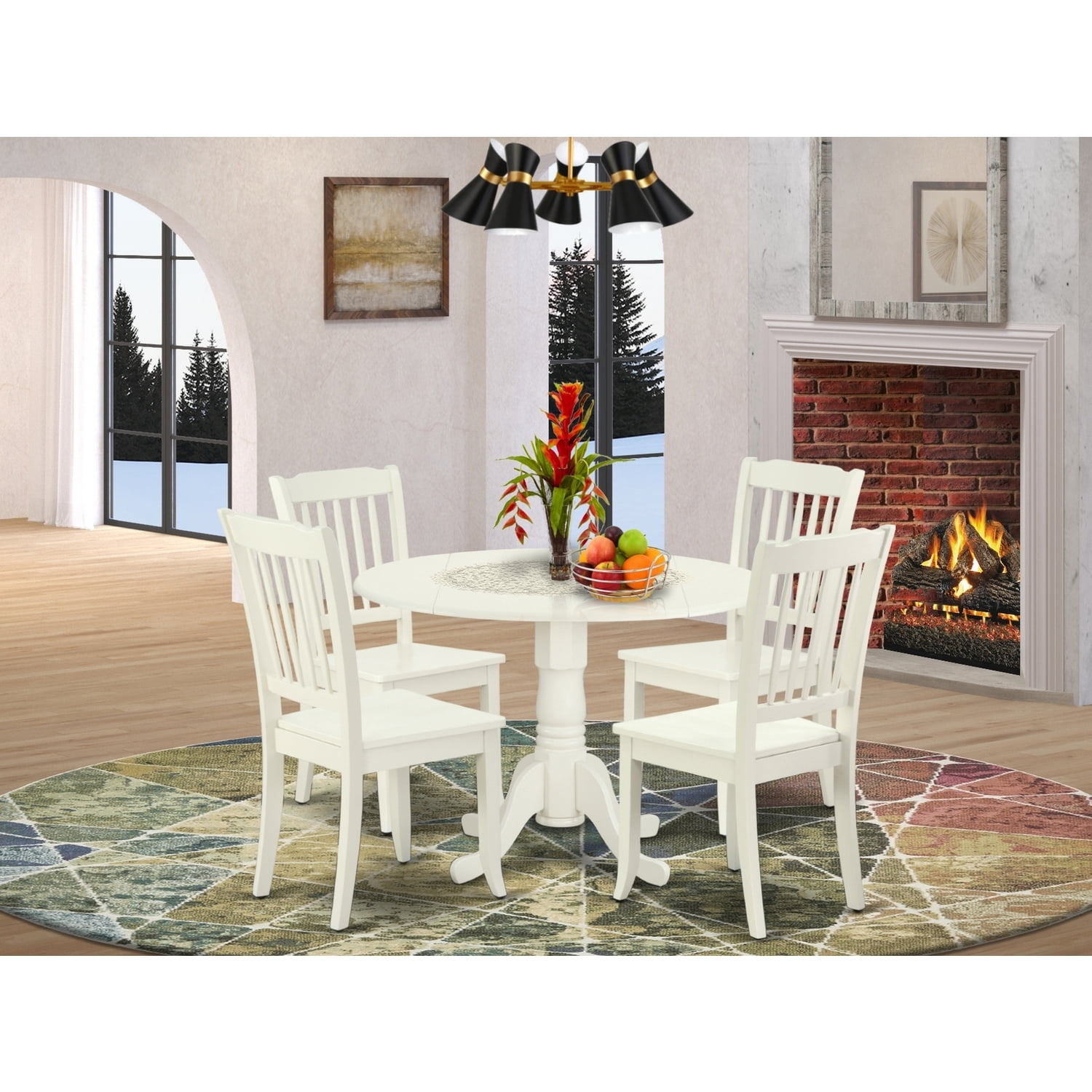 HomeStock Antique Accents 5 Piece Dining Room Furniture Set Includes a ...