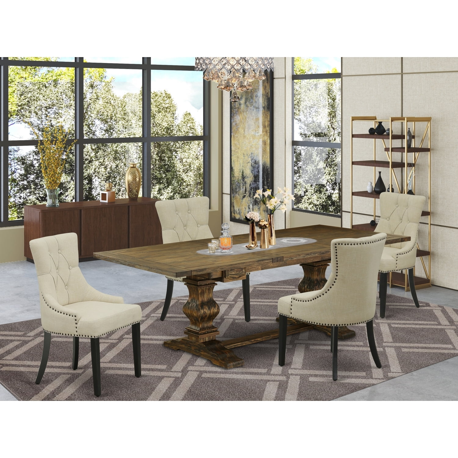 HomeStock Antique Ambiance 5-Piece Dining Room Table Set With ChairS ...