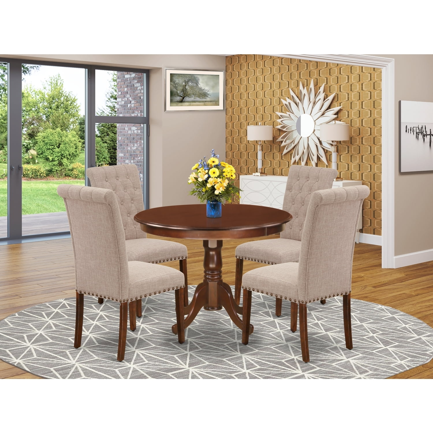 HomeStock Antique Ambiance 5Pc Dining Set Includes A Round Dinette ...