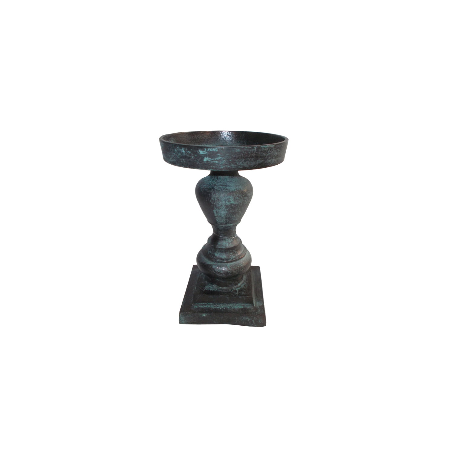 HomeStock Antique Ambiance Metal Pillar Holder - 11" - Patina Finish ...