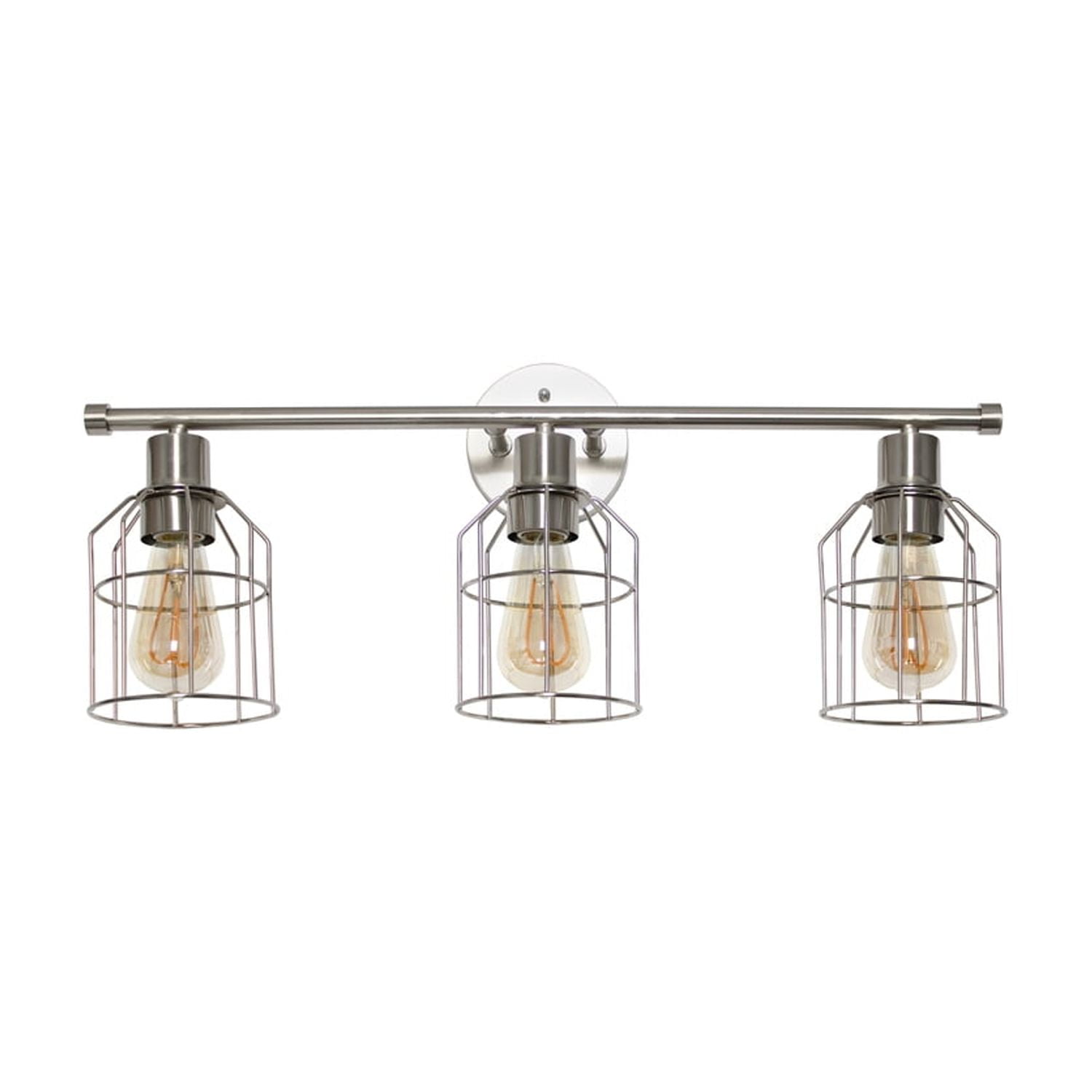 HomeStock Antique Appeal 3-Light Cage Vanity Light, Brushed Nickel with ...