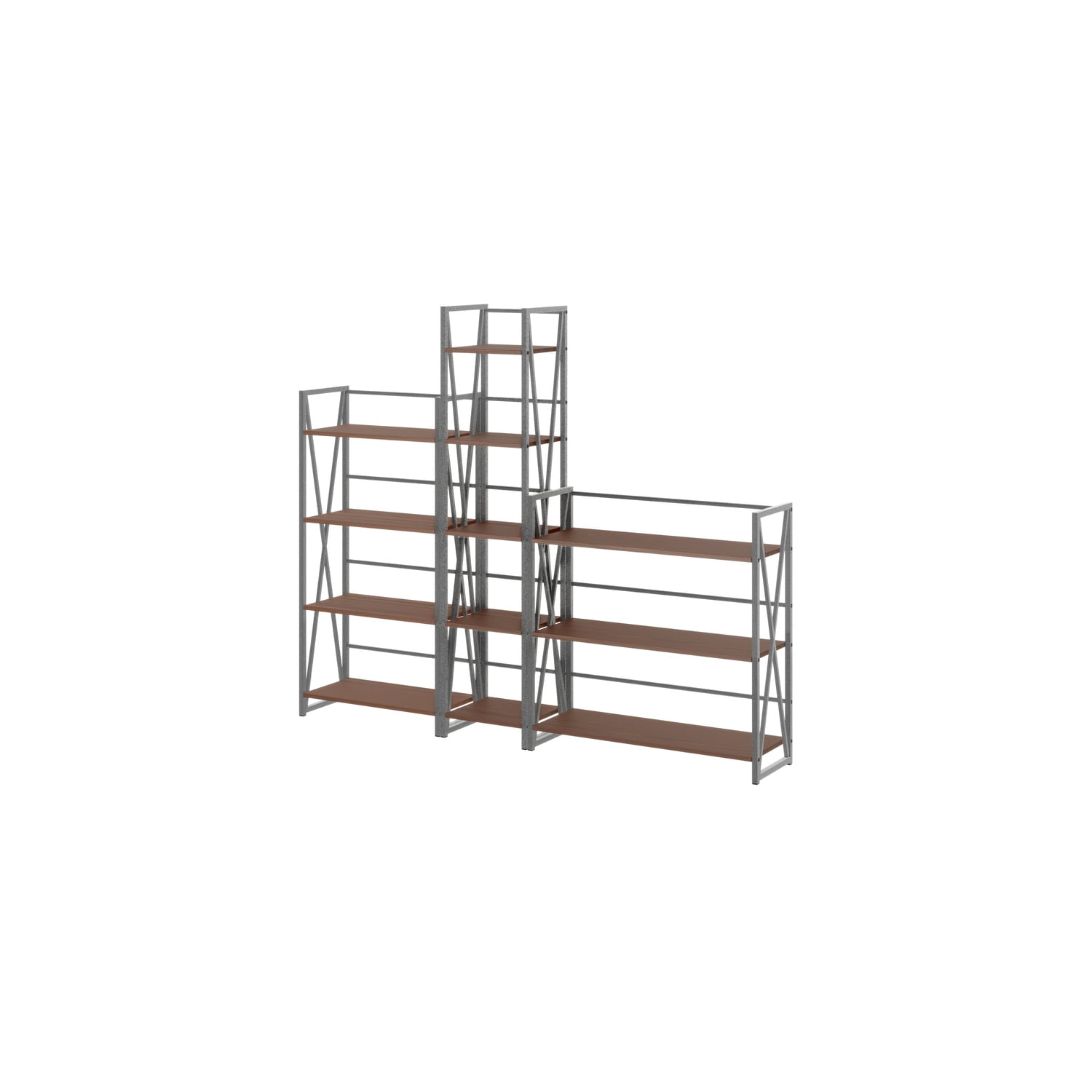 HomeStock Antique Appeal 3-Piece Shelving Set in Graphite and Walnut ...