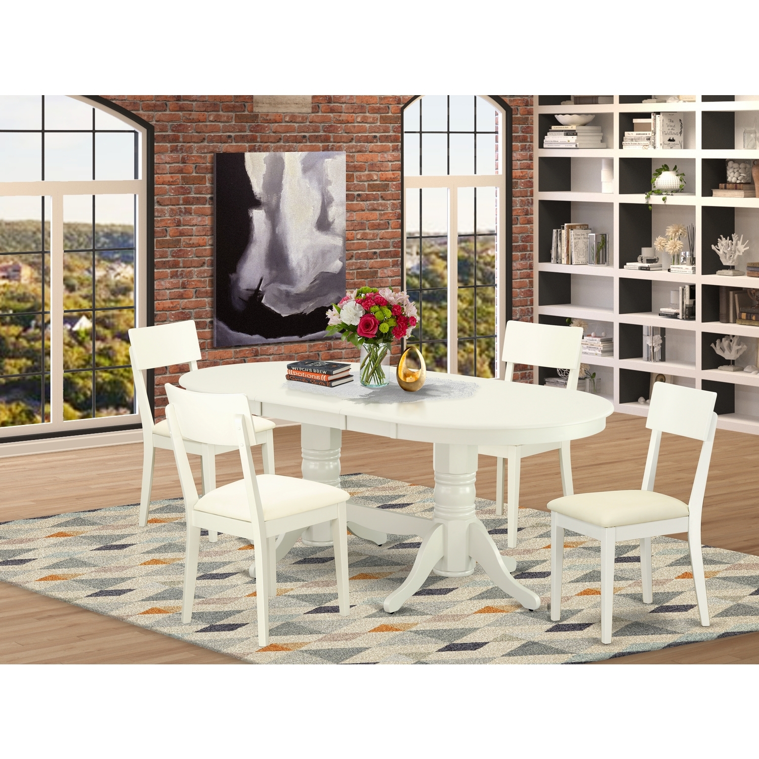 5 Piece Dining Set - Antique Style Table4 Chairs - Linen White Finish - Walmart.com