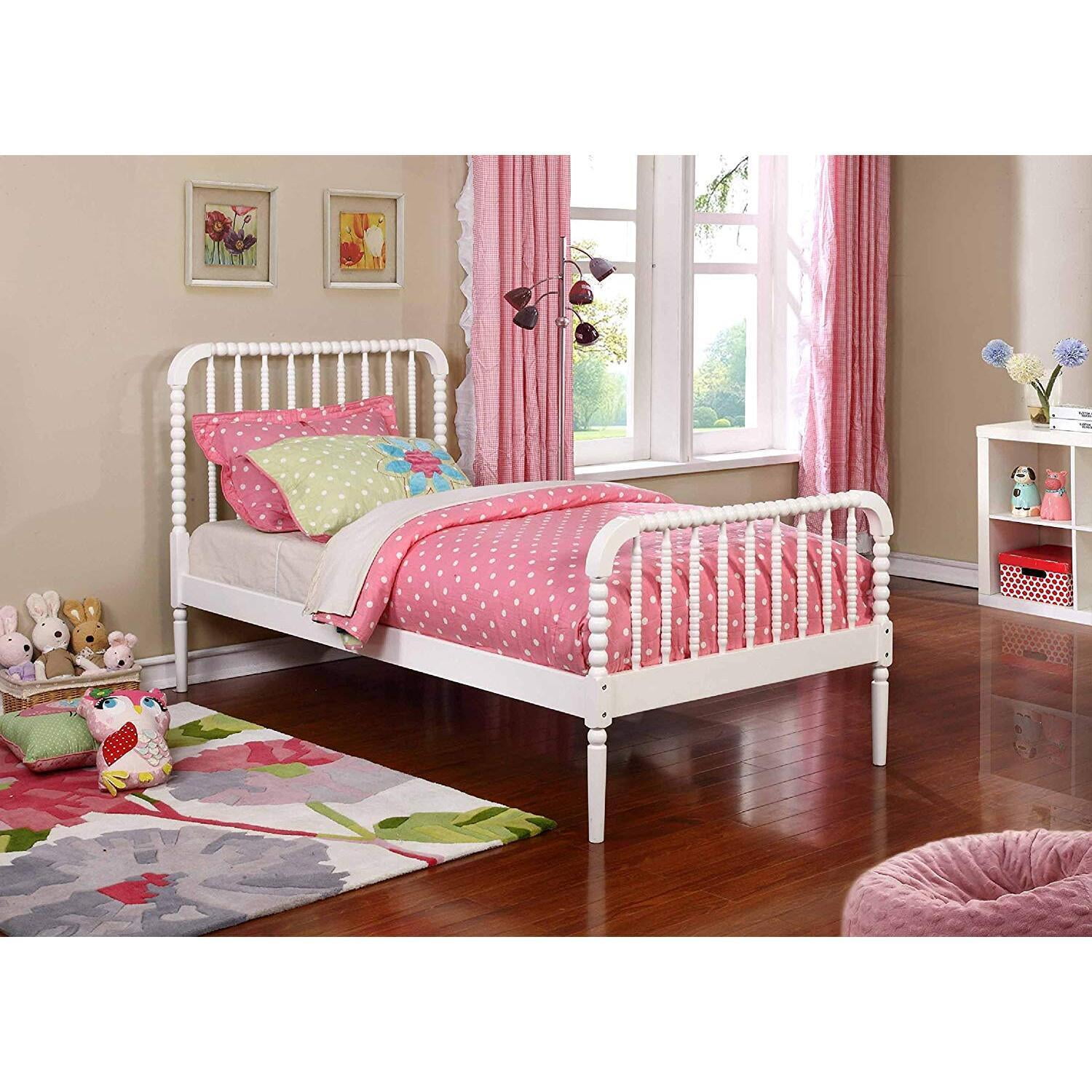 HomeStock Solid Wood Pine Antique Twin Bed Frame, White - Walmart.com