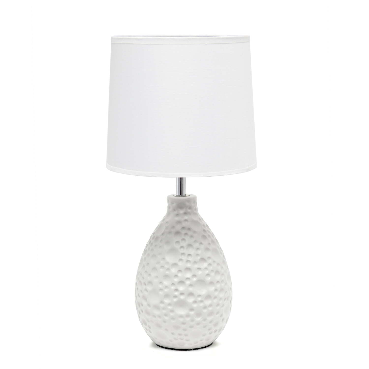 HomeStock Antique Texturized Ceramic Oval Table Lamp with White Fabric ...