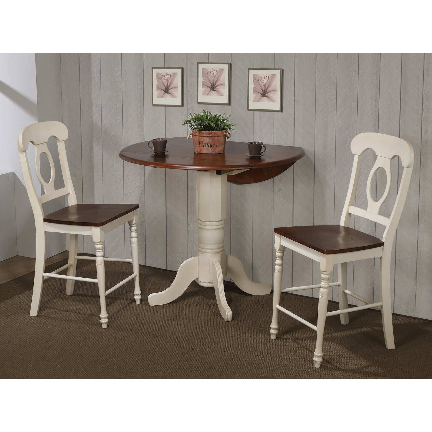 HomeStock Art Deco Dreams 3 Piece 42" Round Extendable Drop Leaf Pub ...