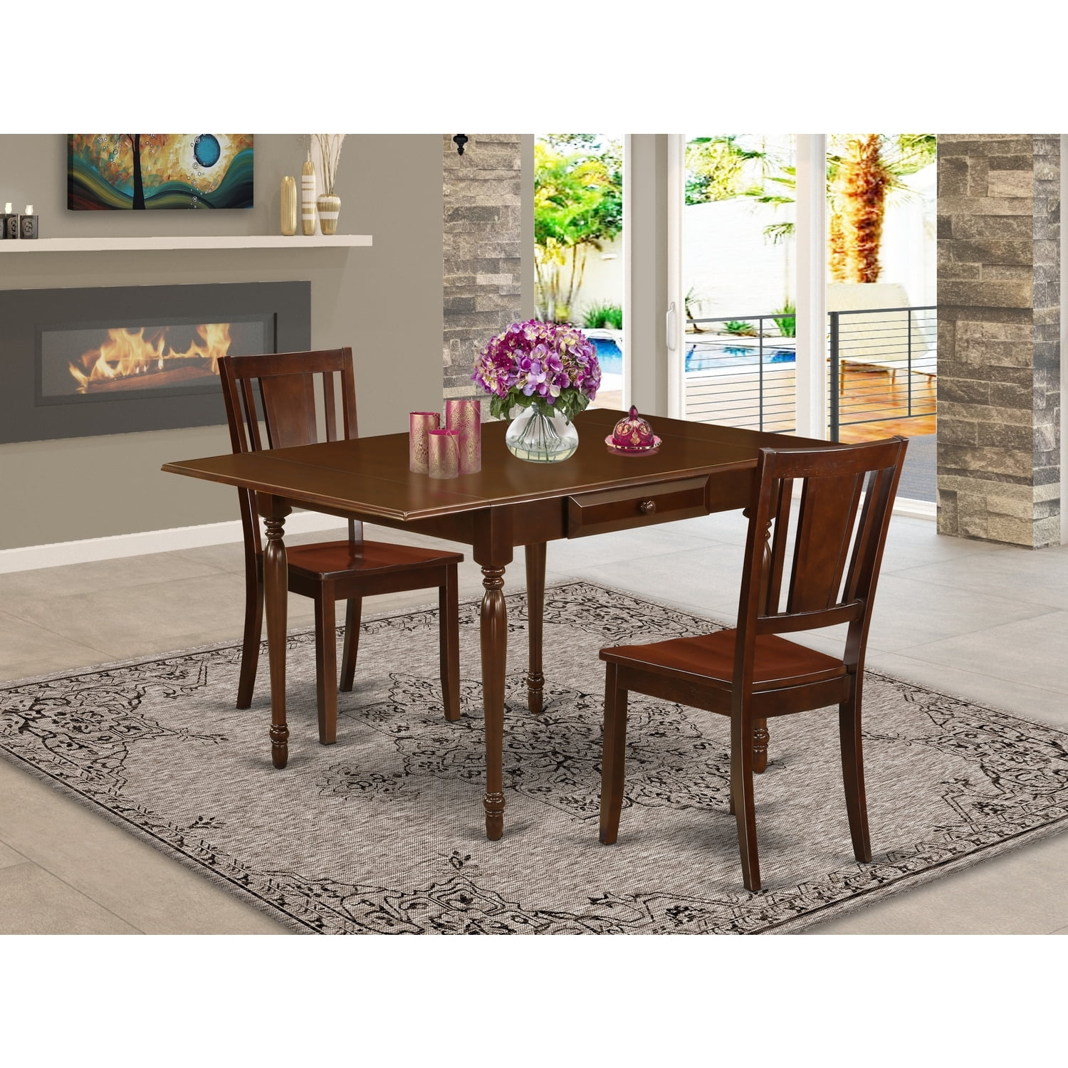 HomeStock Art Deco Dreams 3Pc Dining Room Table Set Includes A Small ...