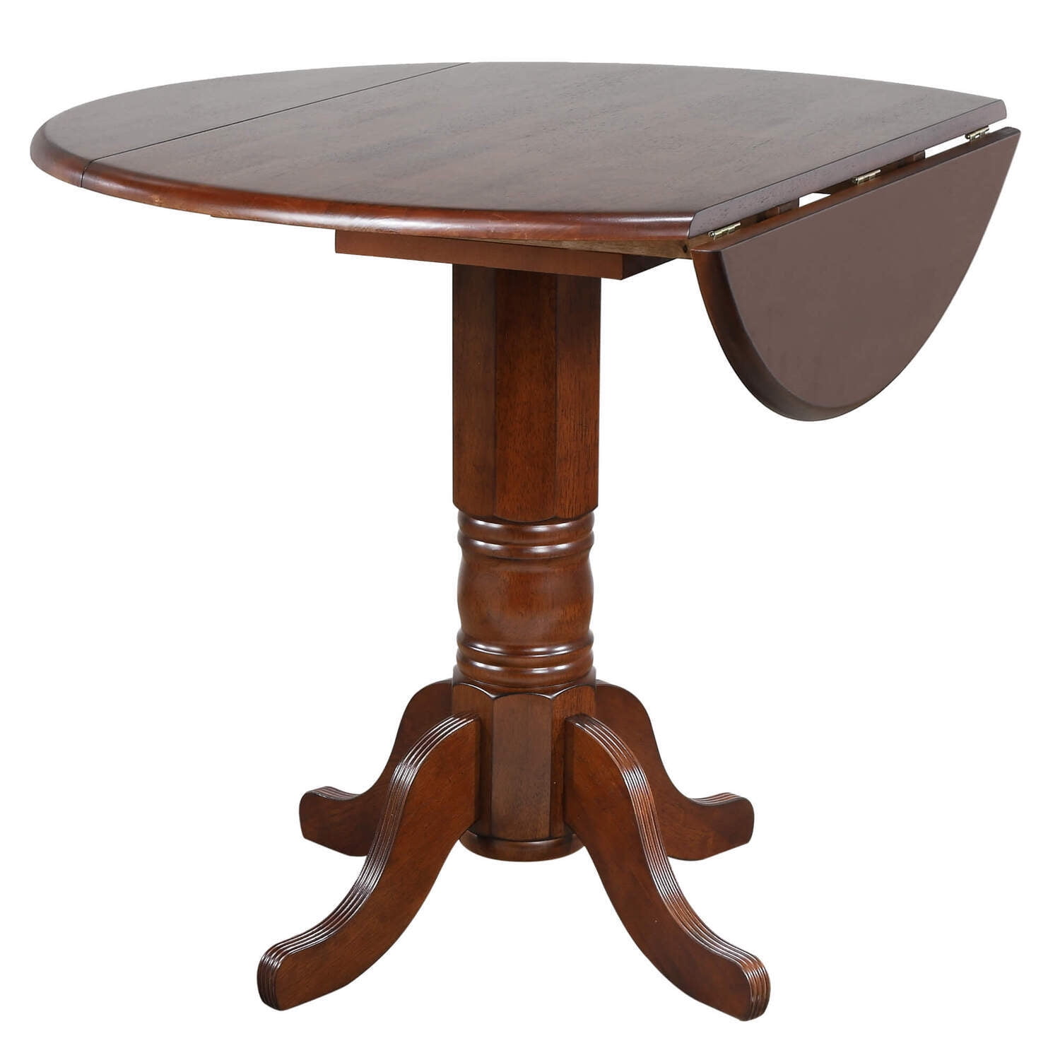 HomeStock Art Deco Dreams 42" Round Extendable Drop Leaf Pub Table , Chestnut Brown , Seats 4 ...
