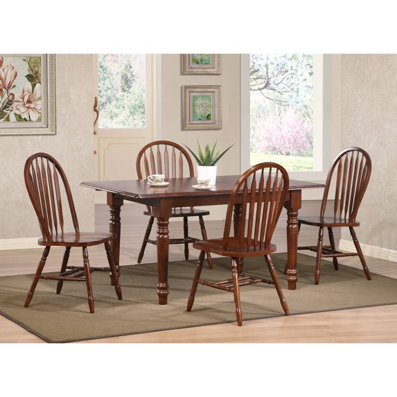Extendable Dining Set 60" Rectangular Table, 5 Piece Arrowback Chairs ...