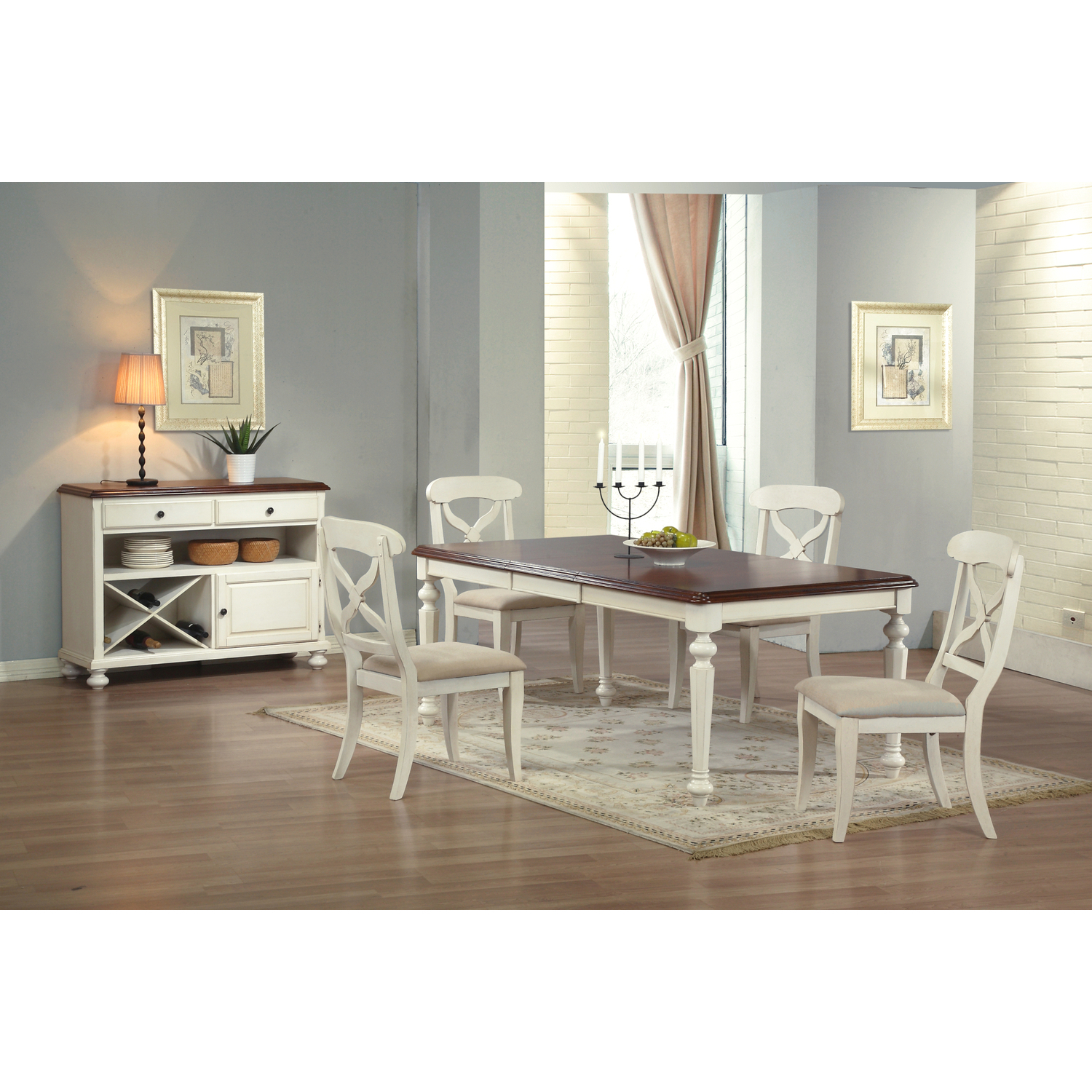 Extendable Dining Table - Rectangular Table Seats 8 - Antique White ...
