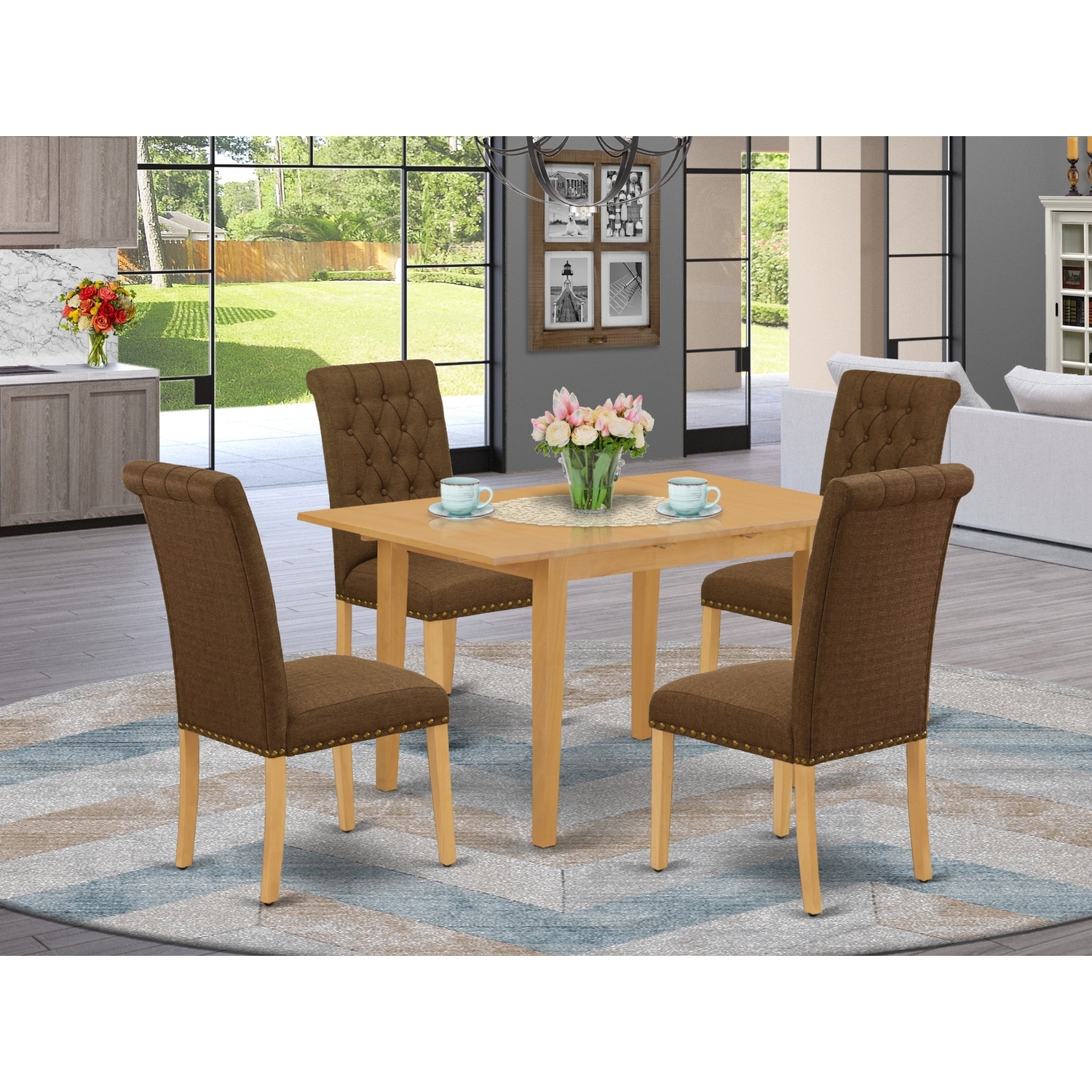 HomeStock Art Deco Dreams 5Pc Dining Set Includes A Rectangle Dinette ...