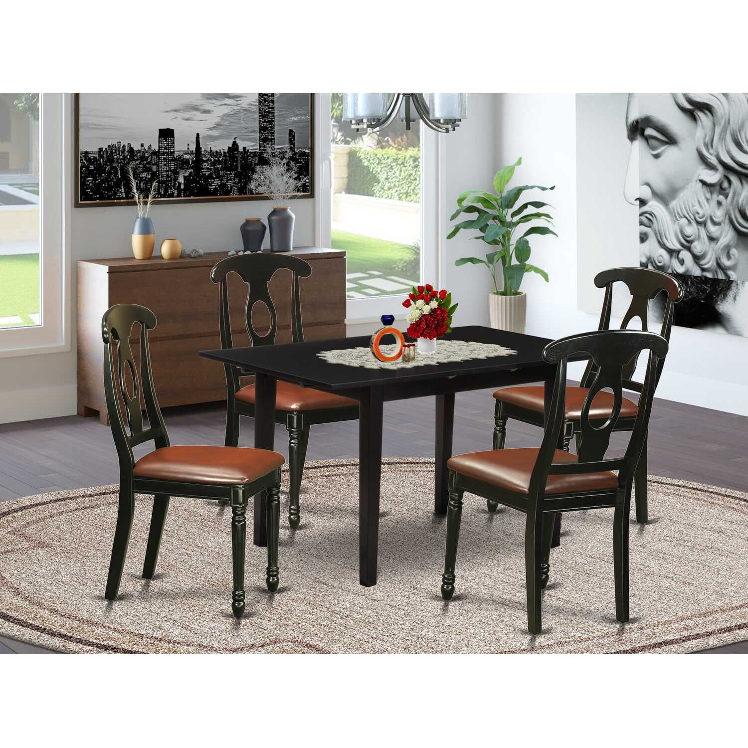 HomeStock Art Deco Dreams Furniture Dining Table Set Contains a Rectangle Dining Room Table with ...