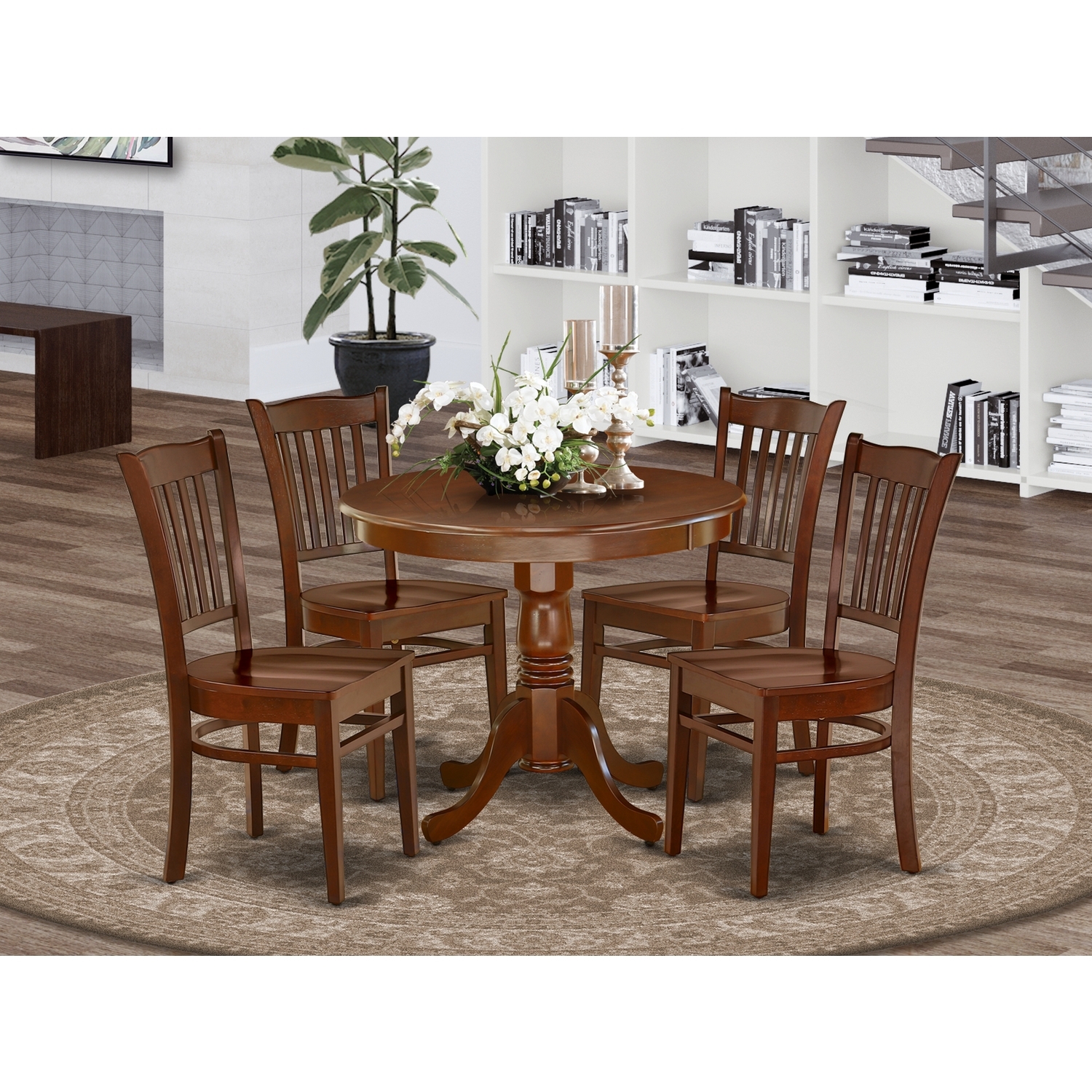Art Nouveau Kitchen Table Set - 5Pc Dining Table & Chairs - 36 Inch ...