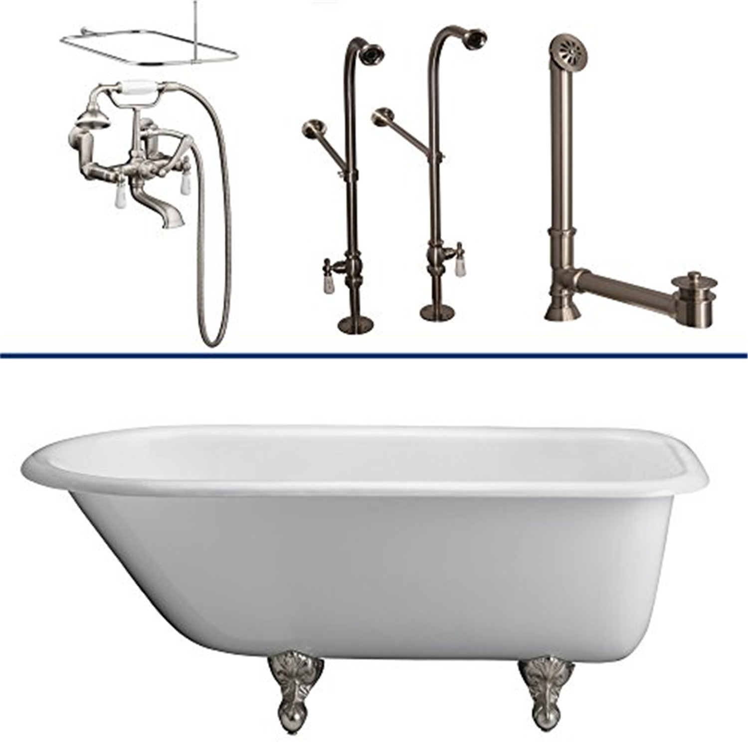 HomeStock Art Nouveau Allure 60" Roll Top, Clawfoot Bathtub, Bathtub ...