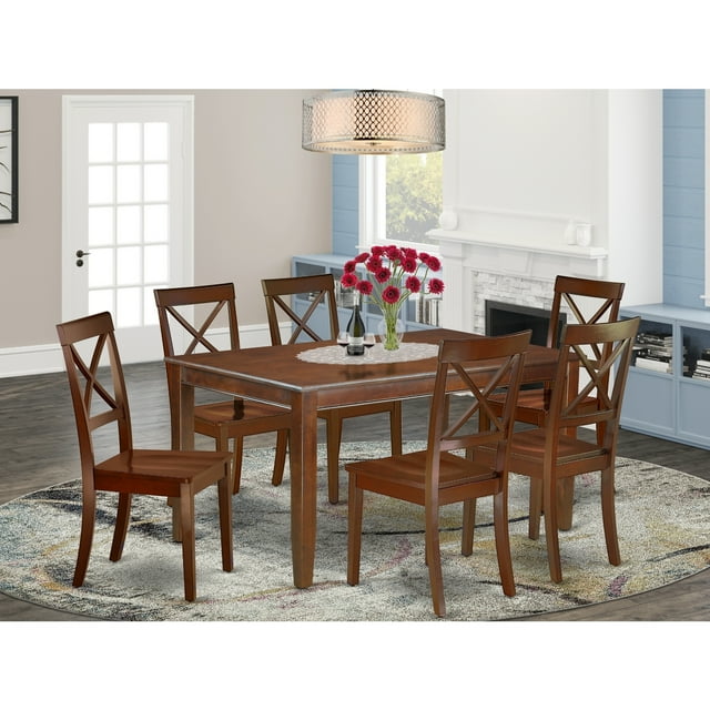 HomeStock Art Nouveau Allure 7Pc Rectangle 60 Inch Dining Table And Six ...