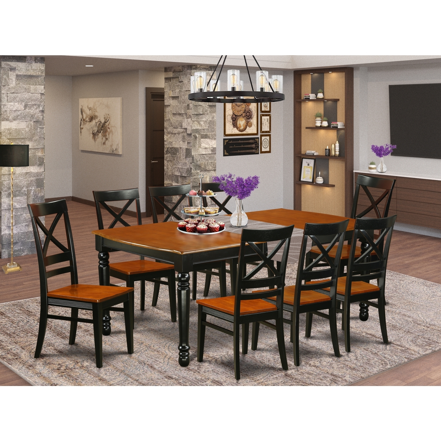 HomeStock Art Nouveau Allure 9 Pc Kitchen Tables And Chair Set With One Dover Dining Table And 8 ...