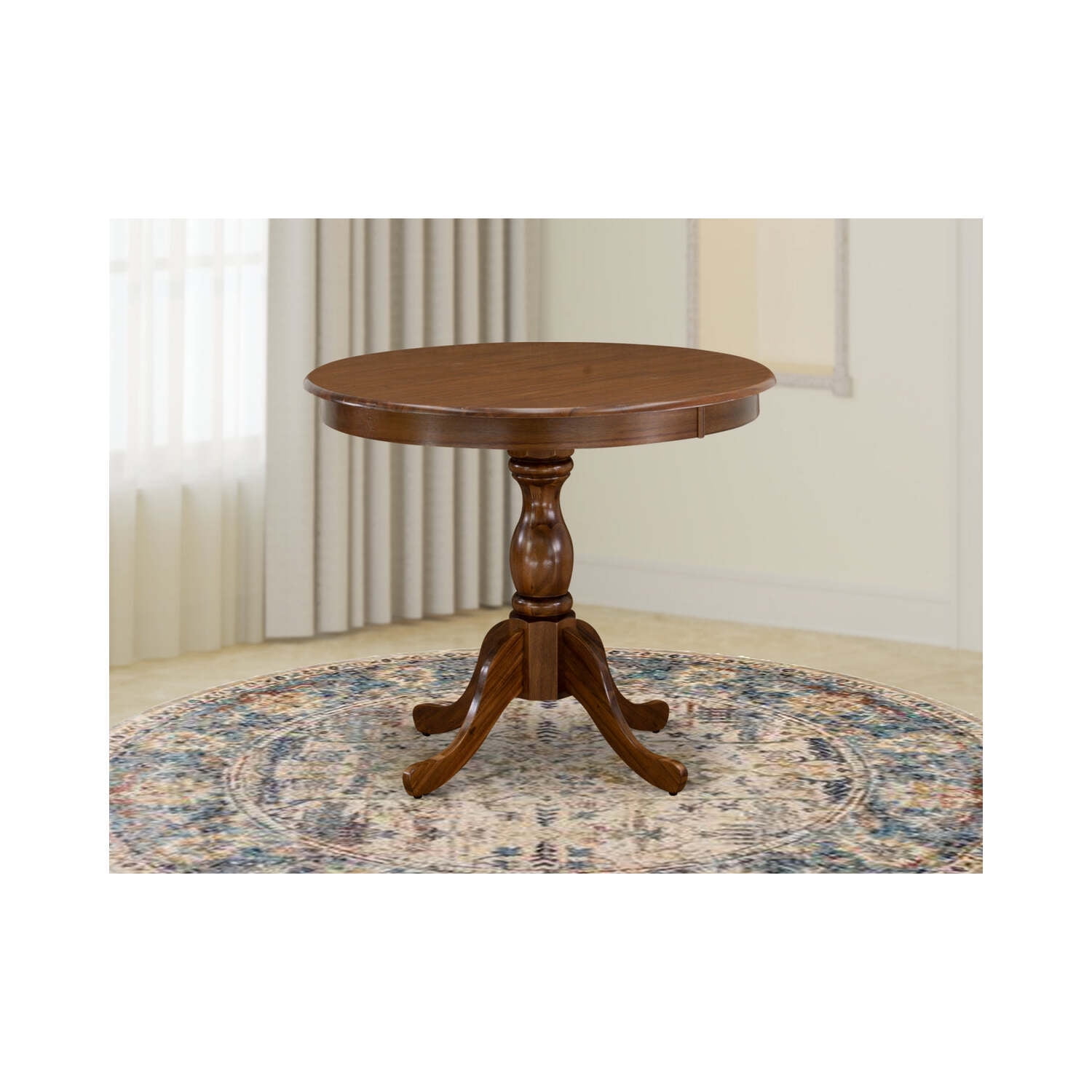 HomeStock Art Nouveau Allure Round Wood Table Walnut Color Table Top ...