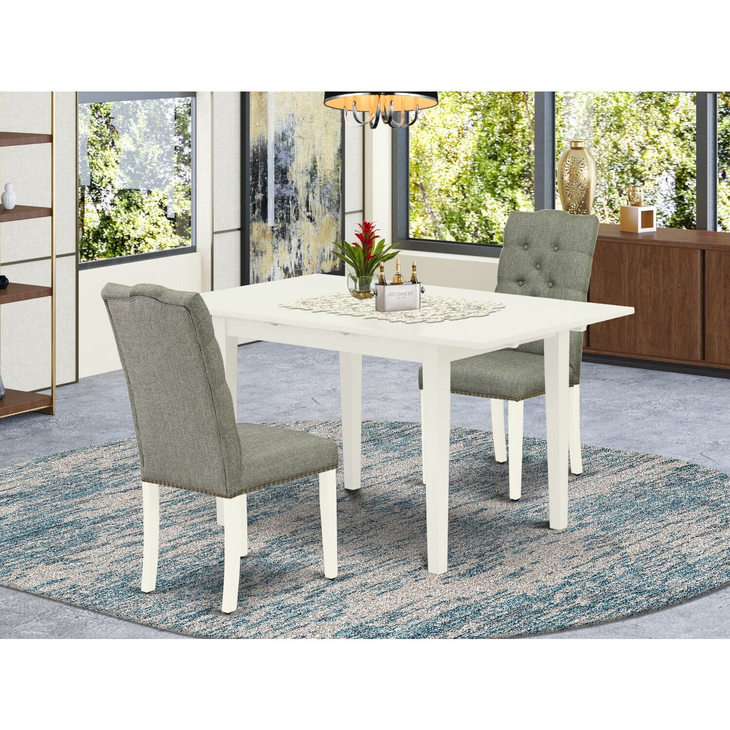 3-Piece Dinette Set - Small Dining Table with Parsons Chairs - Modern ...