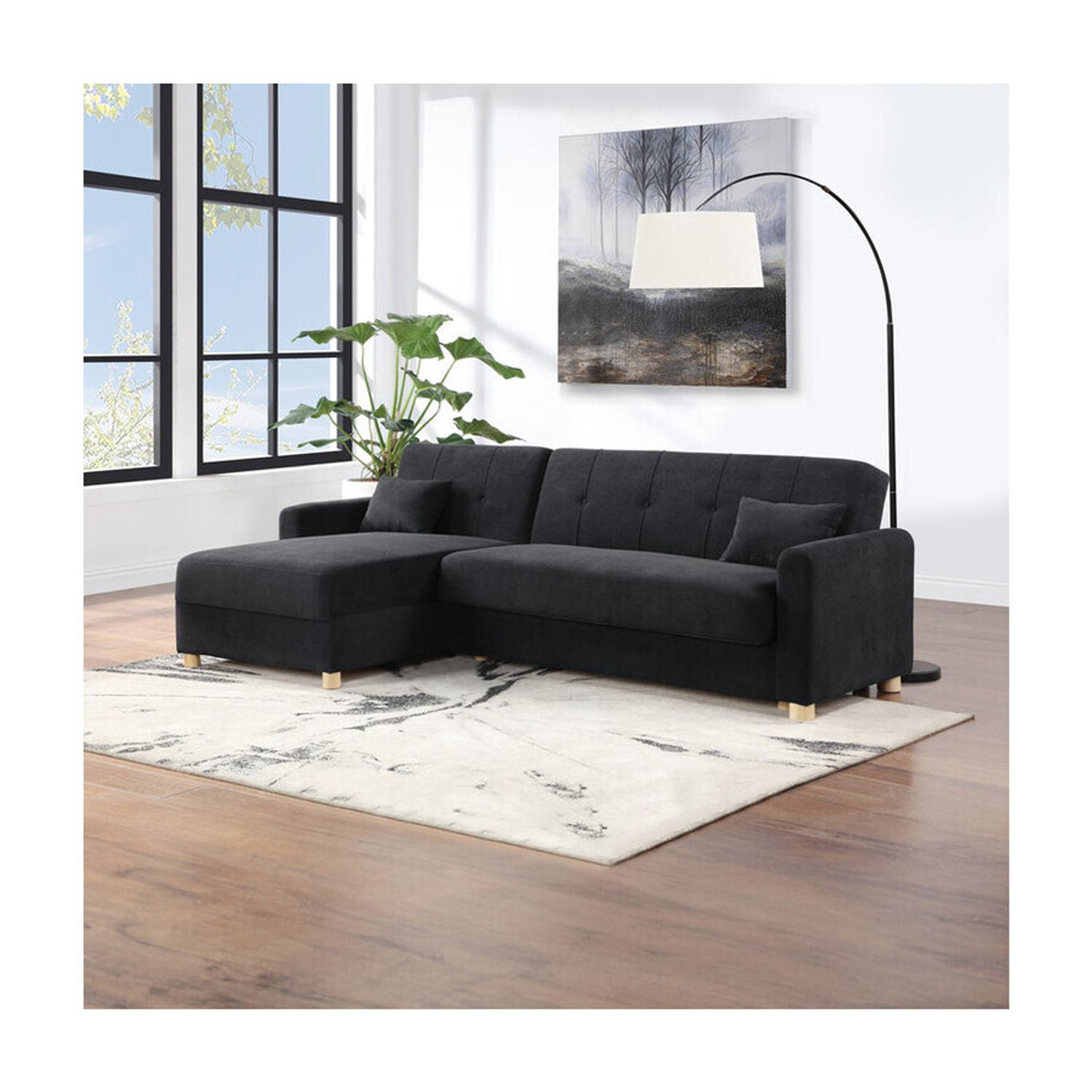 HomeStock Artisanal Abode 99.5"W Fabric Convertible Sleeper Sectional ...