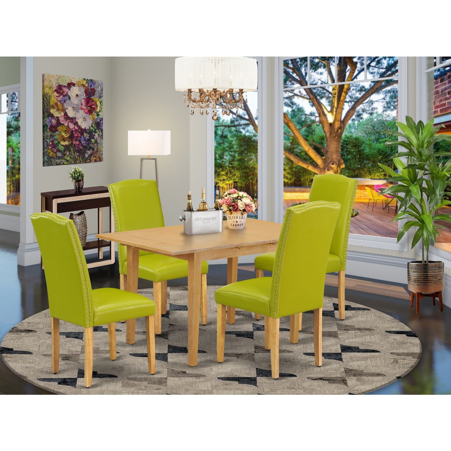 HomeStock Artisanal Artistry 5Pc Rectangle 42/53.5" Dinette Table With ...