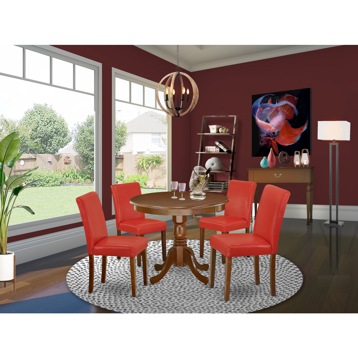 HomeStock Artisanal Artistry 5Pc Round 36" Table And 4 Parson Chair ...