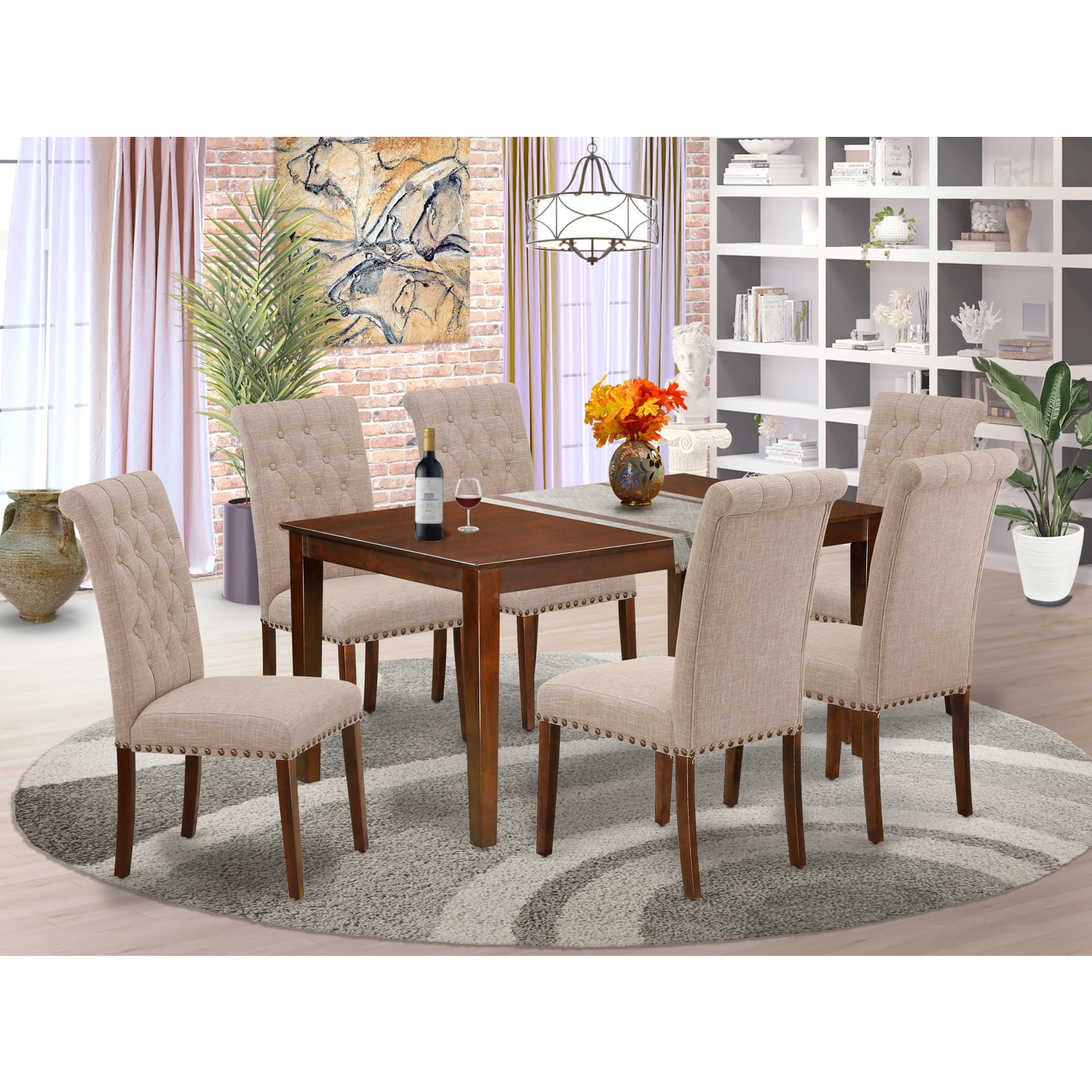 HomeStock Artisanal Artistry 7Pc Dinette Set Includes A Rectangular ...