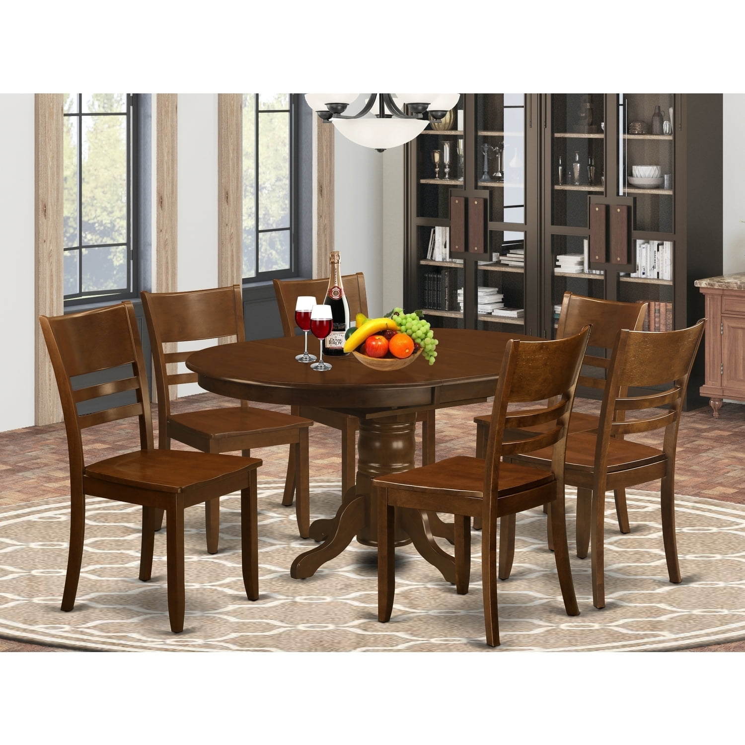 Oval Kitchen Table Set with 6 Chairs, Extendable Dining Table 42x60 ...